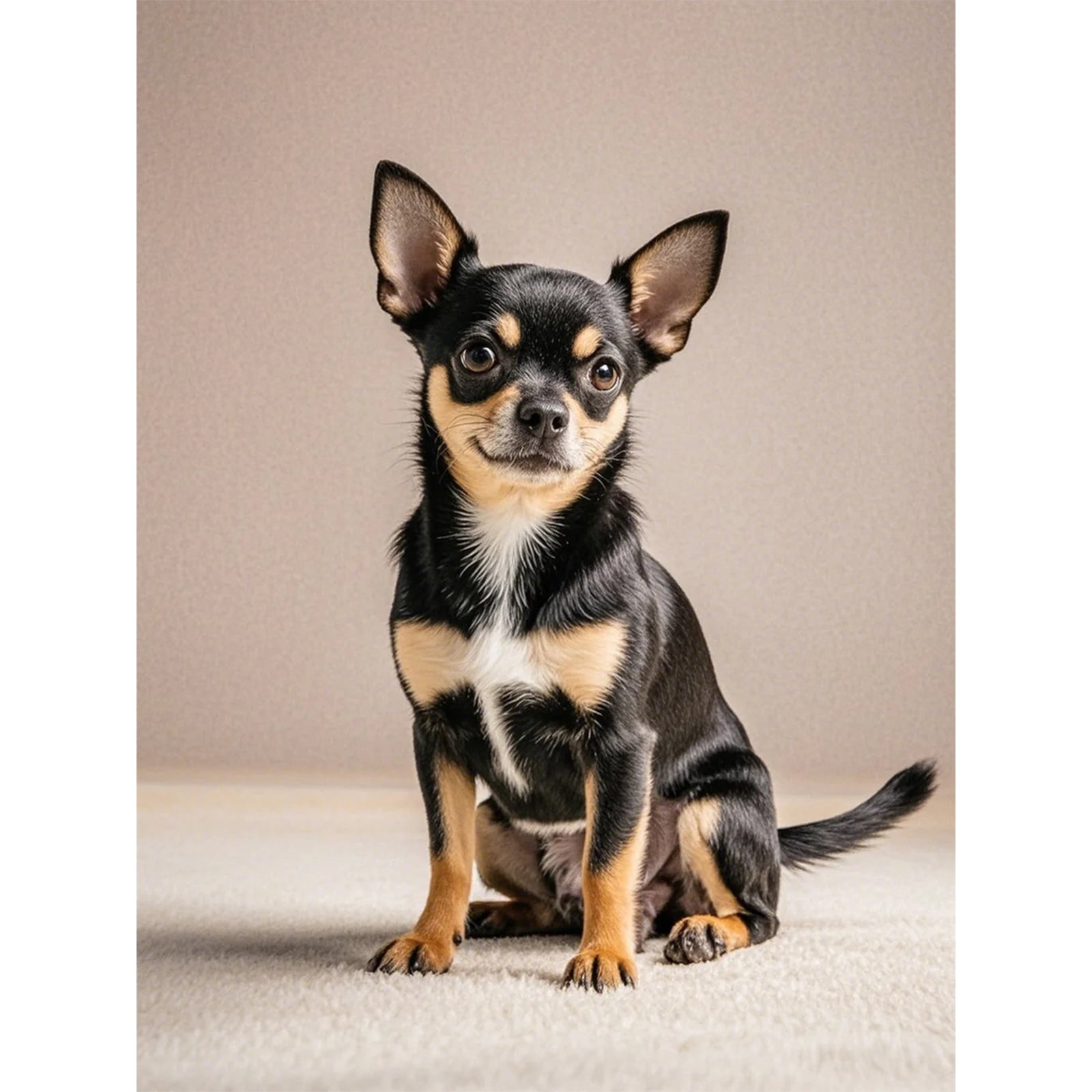Lcdjbfbf DIY Kits Full Round Drill Rhinestones Black Chihuahua pattern ...
