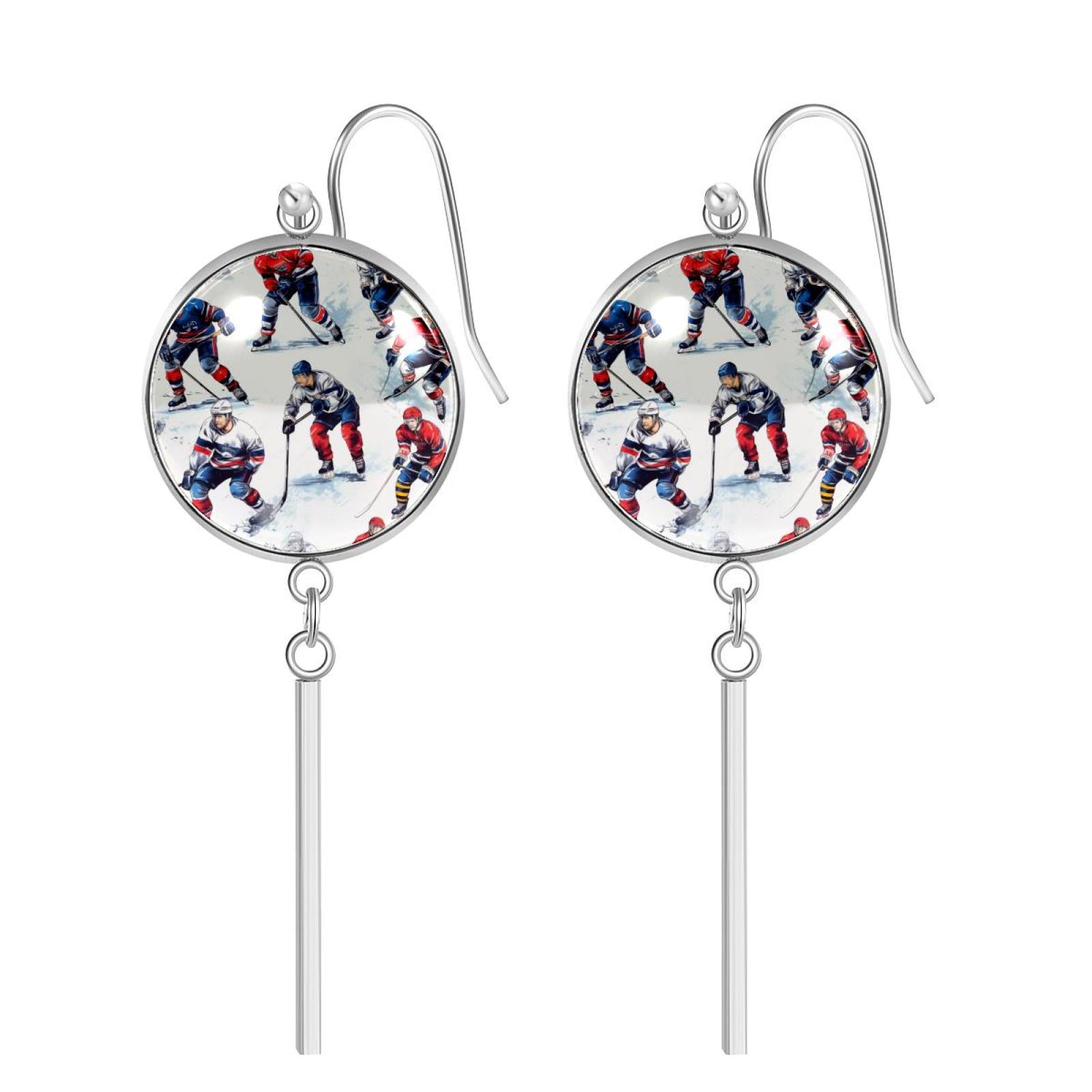 Lce Hockey Dazzling Dangle Earring Sets with Hooks and Pendants to ...