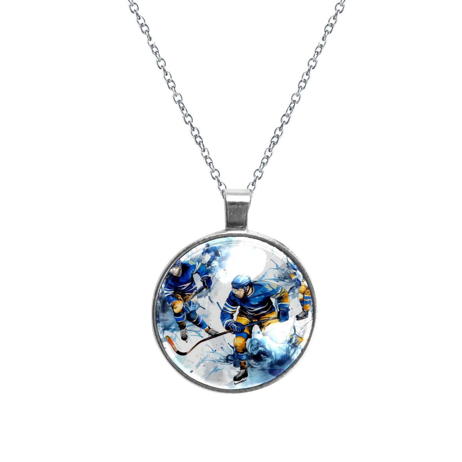 Lce Hockey Elegant Circular Glass Pendant Necklace - Walmart.com