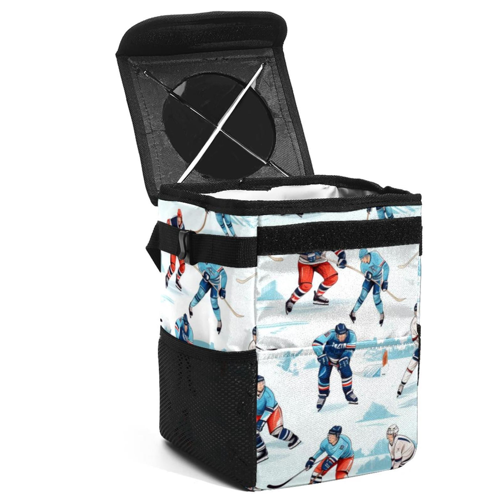 Lce Hockey Foldable Car Trash Bin with Lid, Leak-proof Mini Garbage Can ...