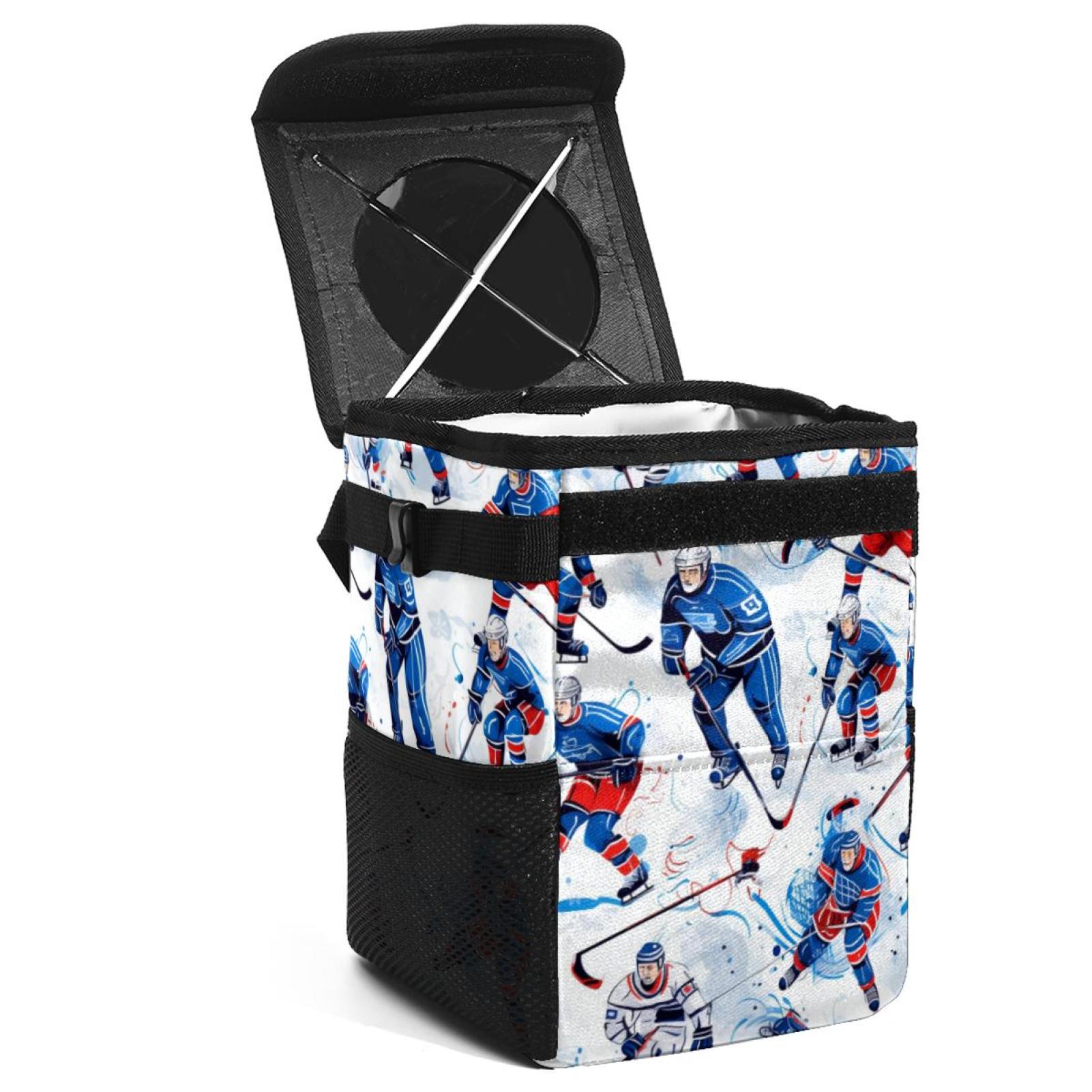 Lce Hockey Foldable Car Trash Bin with Lid, Leak-proof Mini Garbage Can ...