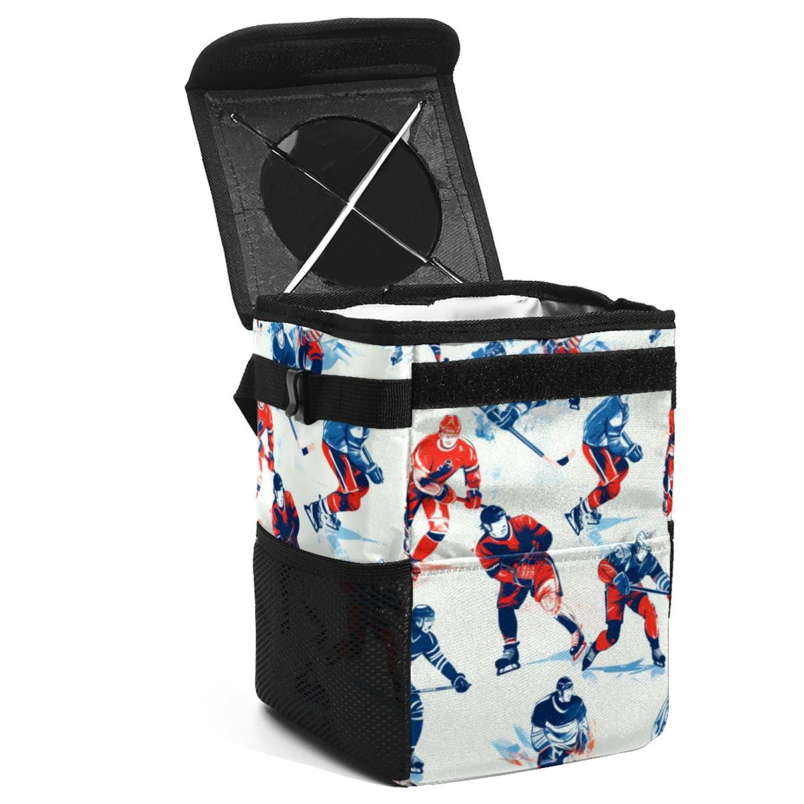 Lce Hockey Foldable Car Trash Can with Lid, Leak-proof Mini Garbage Bin ...