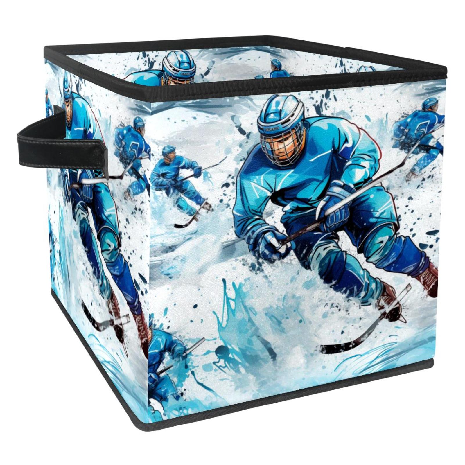 Lce Hockey Foldable Storage Basket with Handle, 10.8"x10.5"x10.6" Large ...