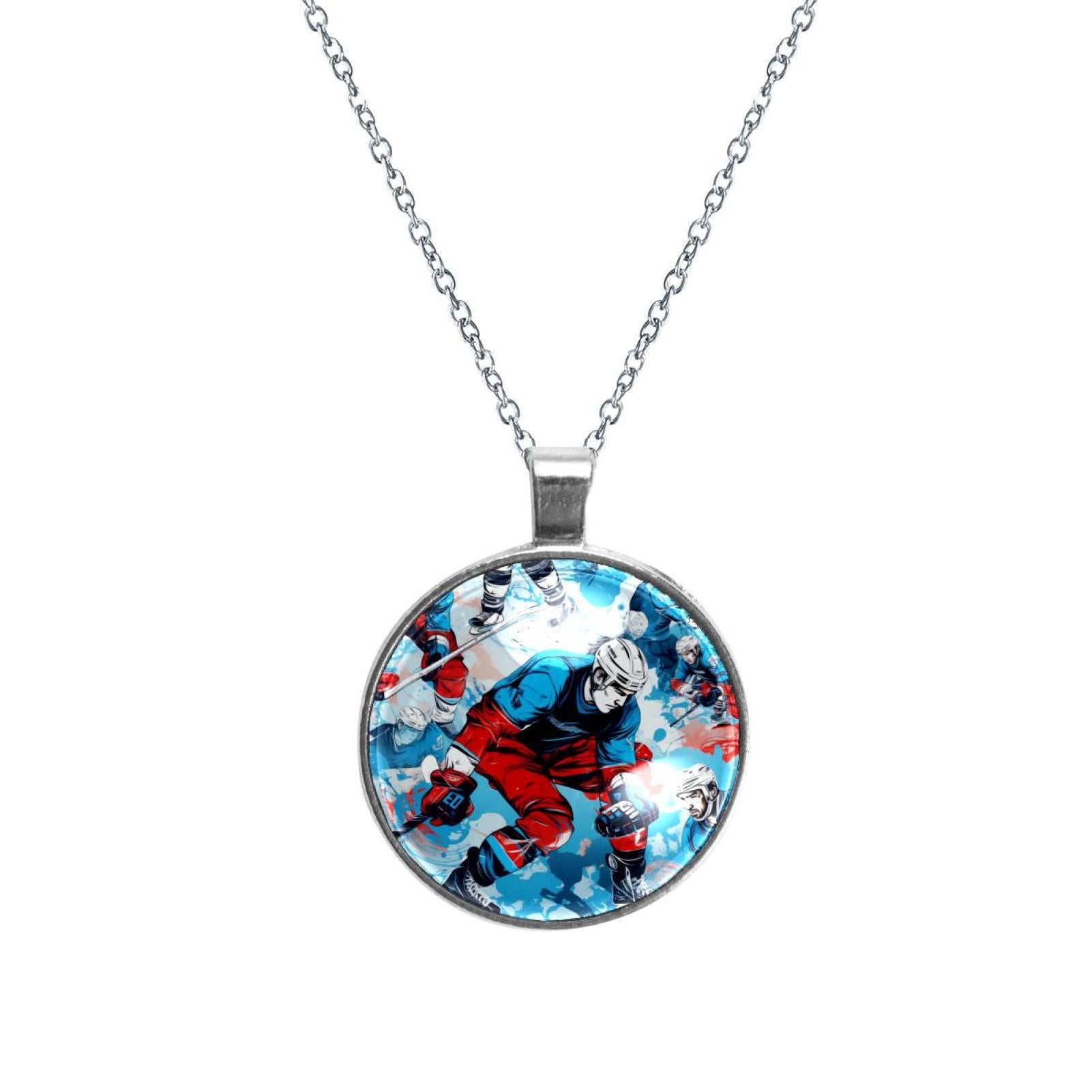 Lce Hockey Glass Circular Pendant Necklace | Stylish Glass Design ...