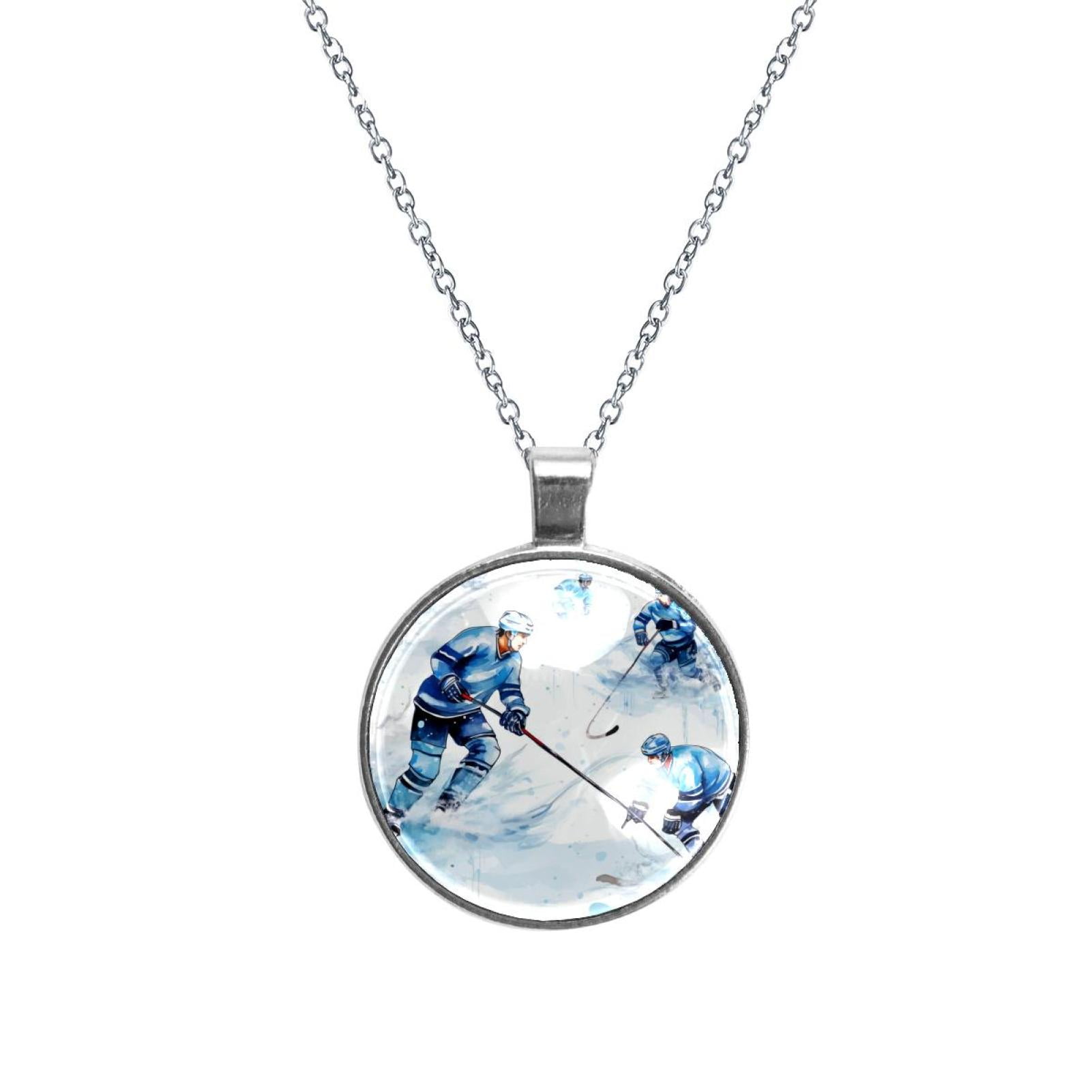Lce Hockey Glass Design Circular Pendant Necklace - Walmart.com