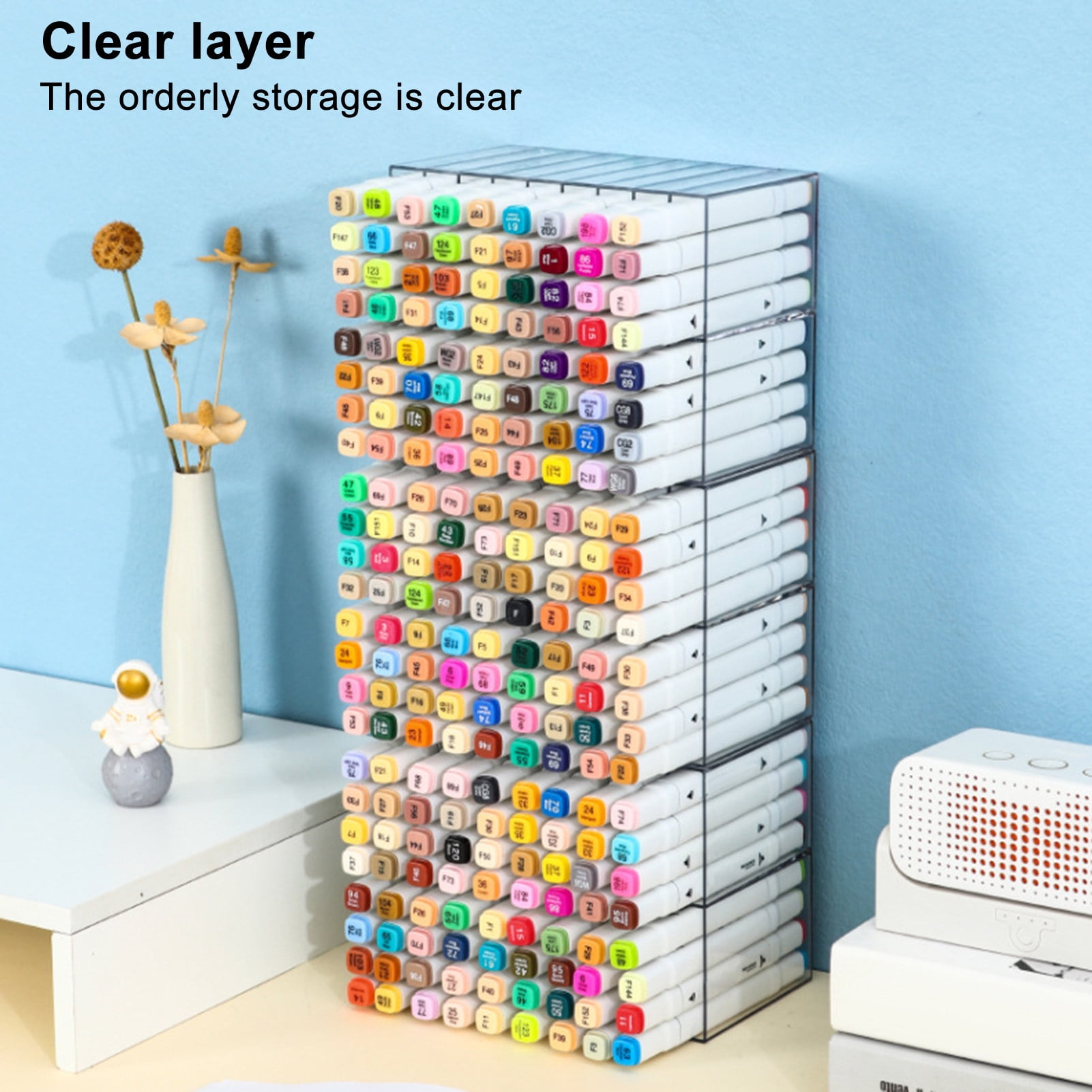 Lchentee Acrylic Storage Rack Clear Acrylic Art Storage Box Double ...