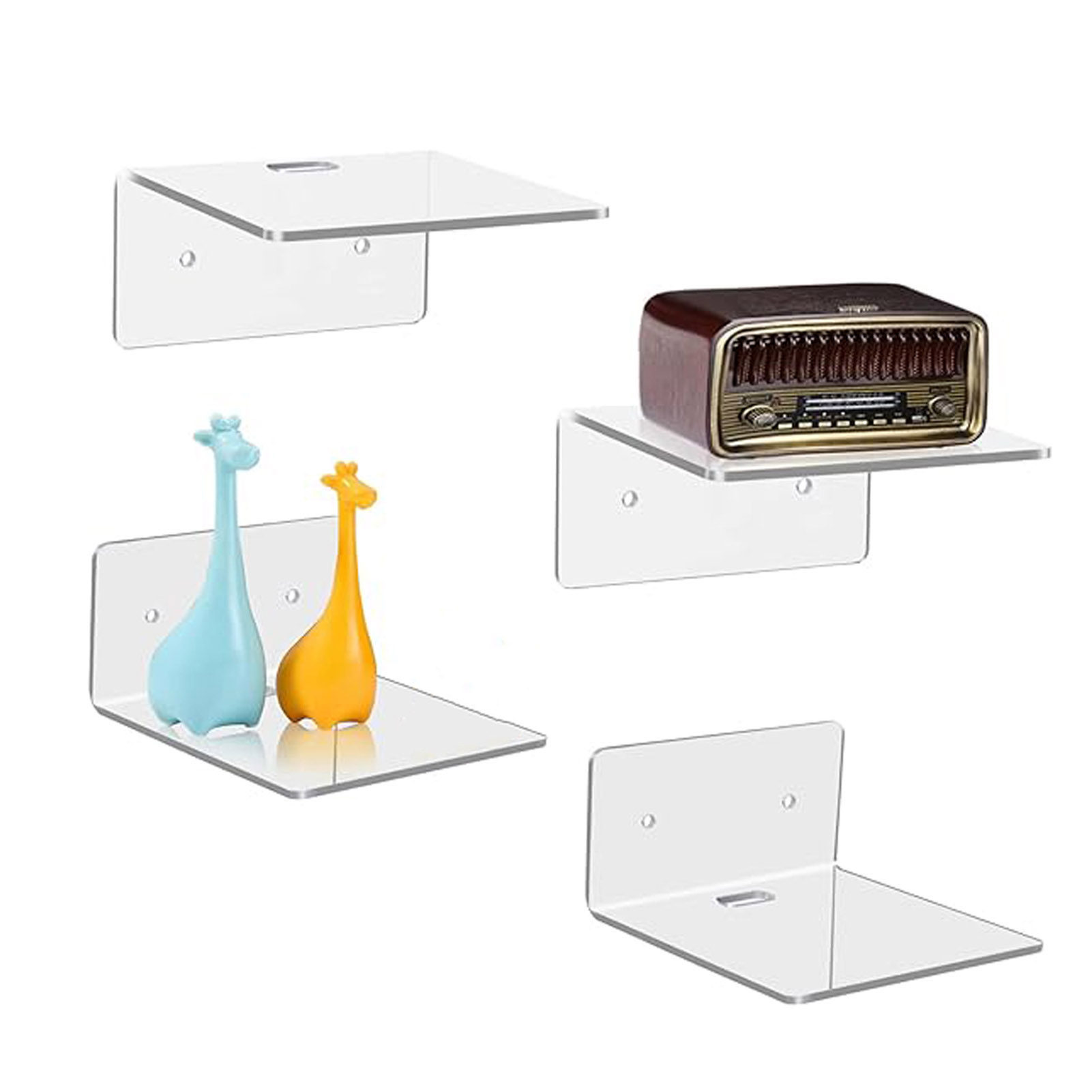 Lchentee Clear Acrylic Rack L Shaped Acrylic Floating Shelf Wall ...