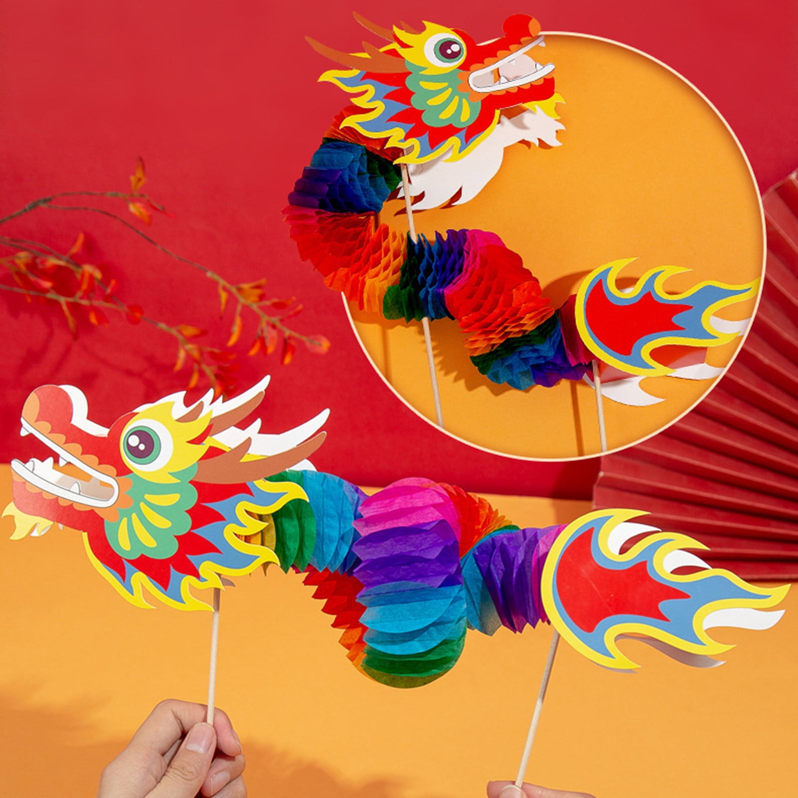Lchentee Dragon Shaped Pull Flower Toy Realistic Dance Toy Set Fine ...