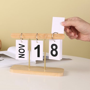 Wooden Block Perpetual Date Desktop Calendar Reusable Any Year ...