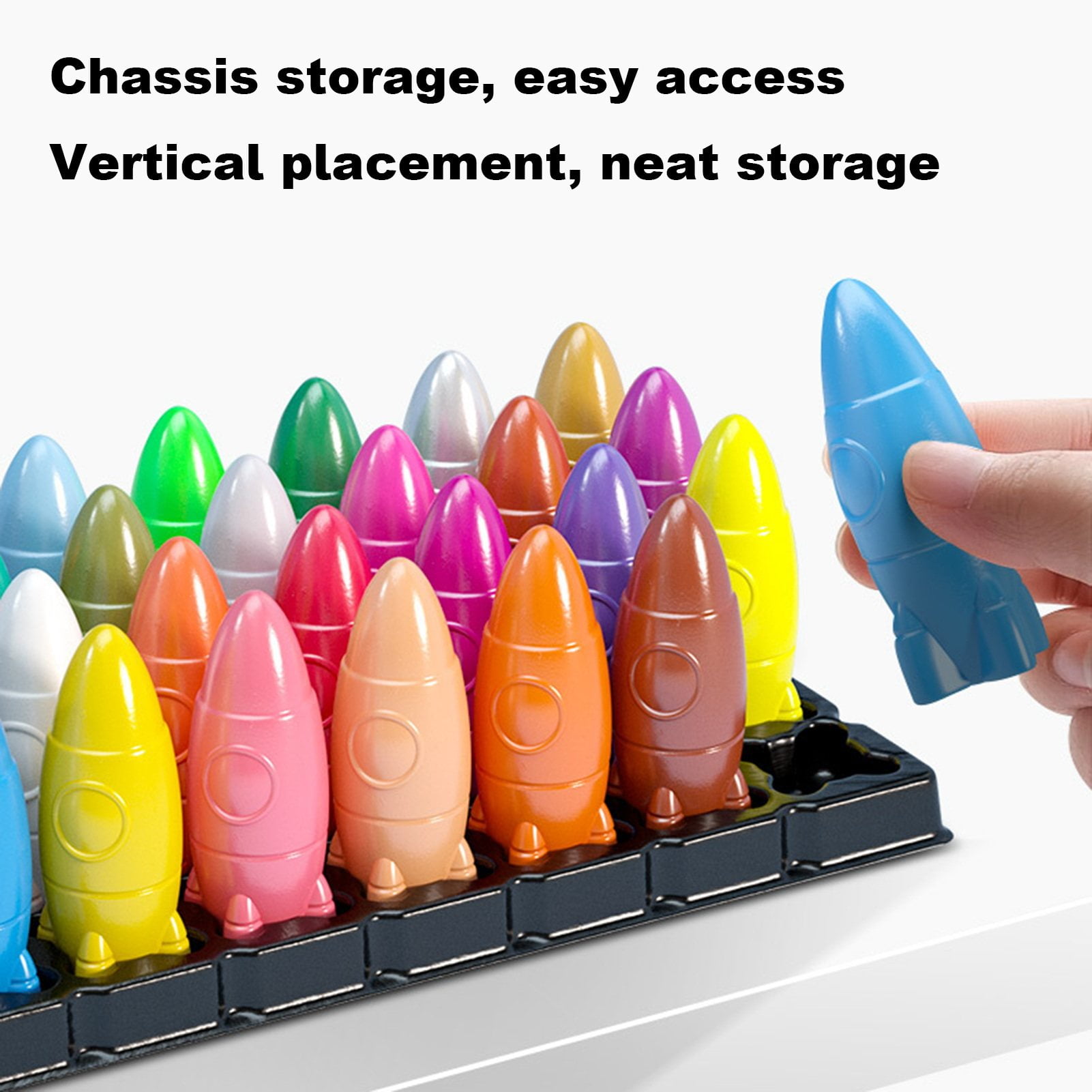 Lchentee Unique Shape Crayons Rocket Crayon Set Non Washable Crayons ...