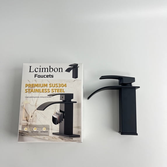Lcimbon Faucets,Bathroom Faucet Matte Black Modern Waterfall Bathroom ...