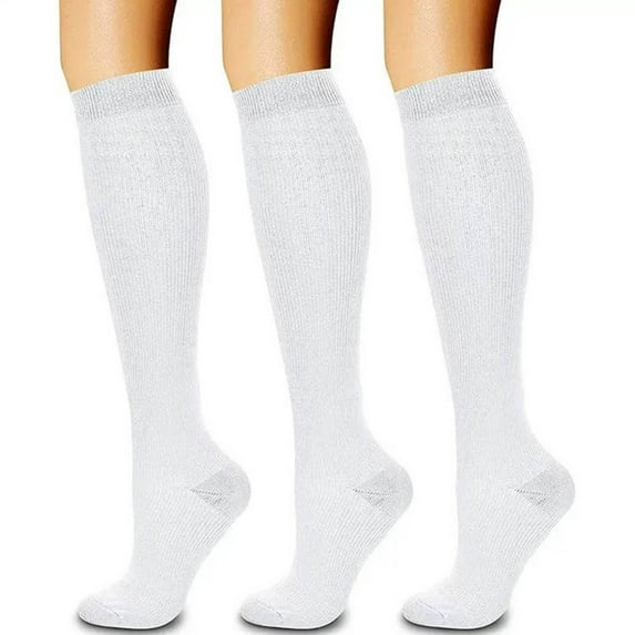 LckLvx 3Pairs Socks for Women Solid Color Knee High Stocking Stretchy ...
