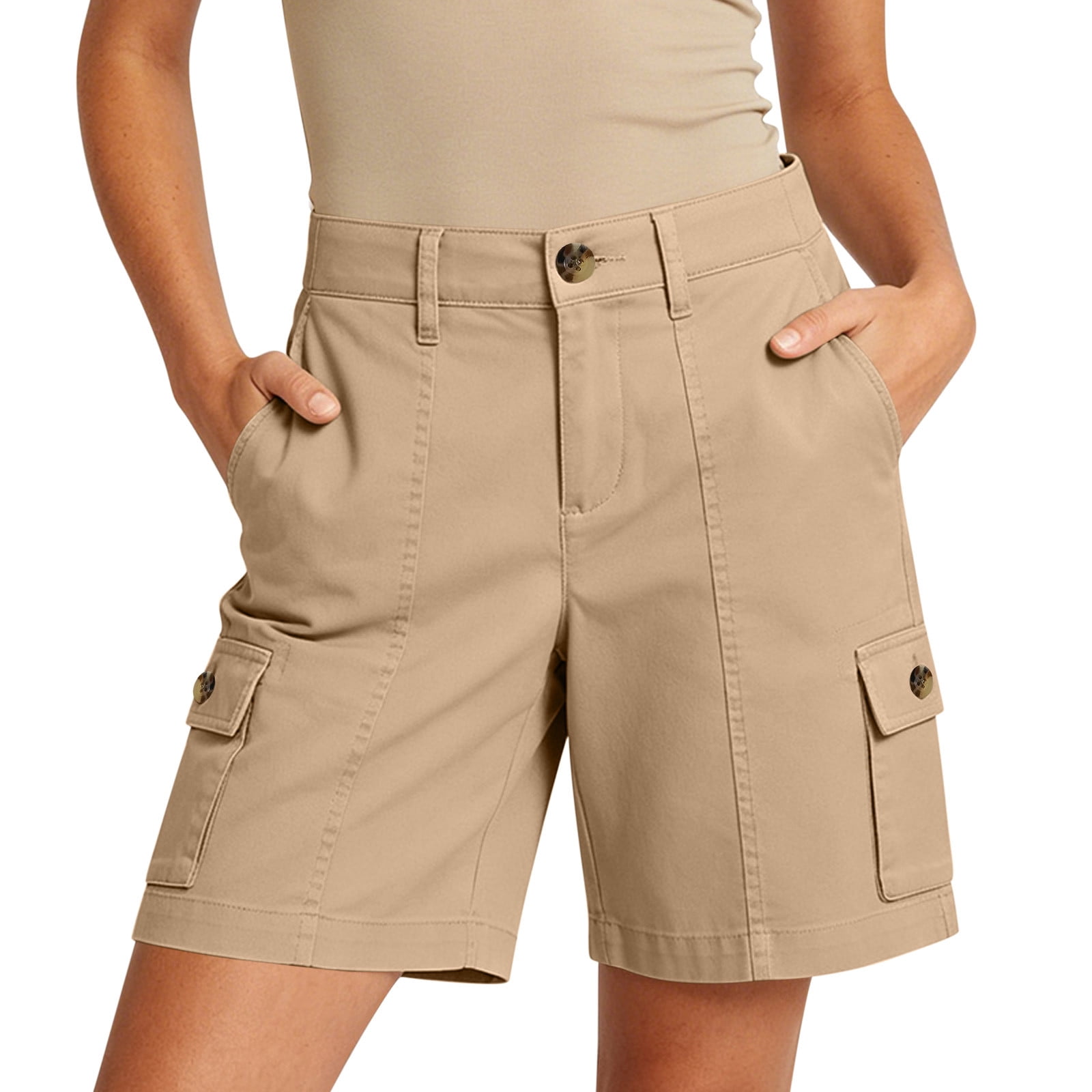 Lcklvx Cargo Shorts for Women High Waisted Comfy Pants with Pockets ...