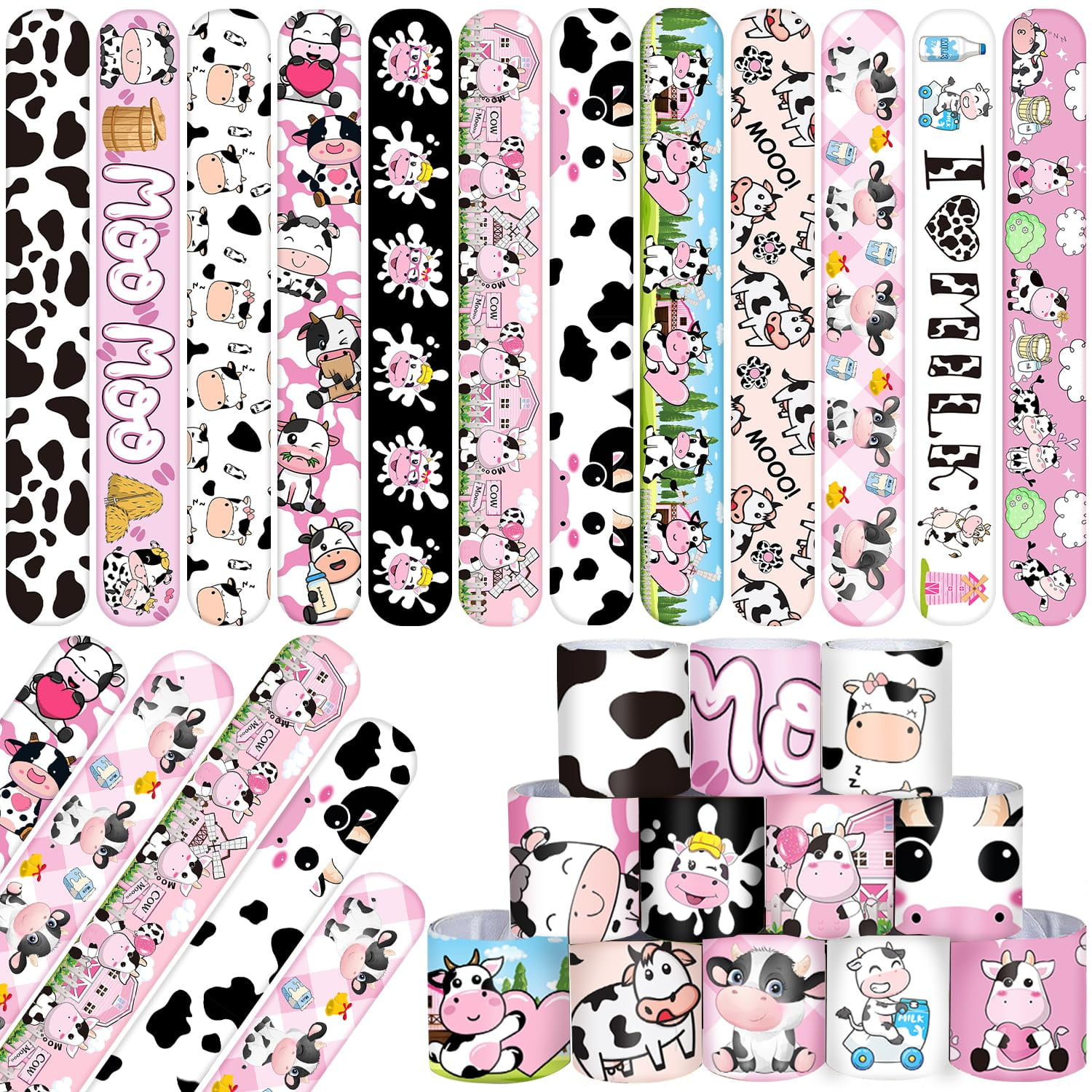 Lcnjscgo 48 PCS Cow OIF8 Party Favors Cow Print Slap Bracelet Cow Print ...