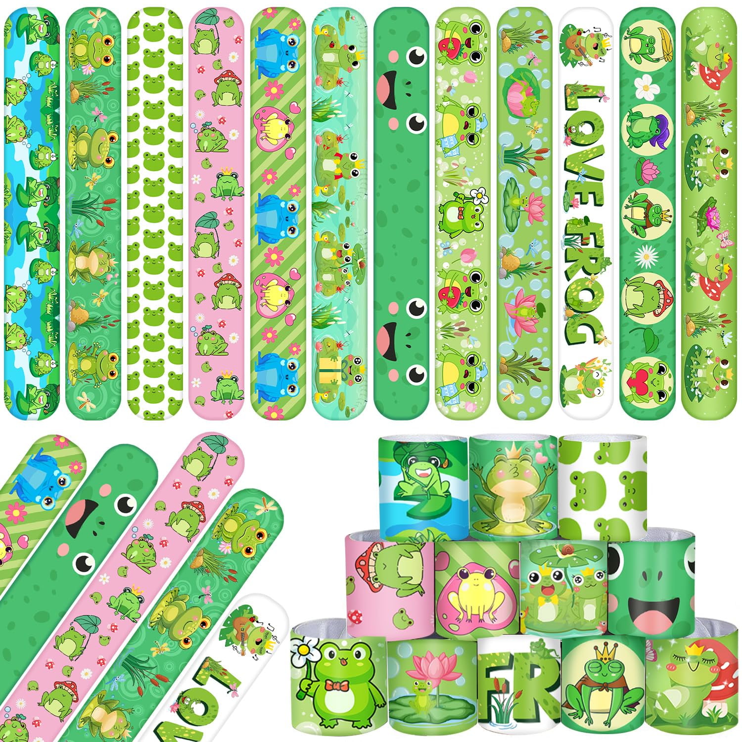 Lcnjscgo 48 PCS Frog Slap Bracelets Party Favors, Frog Wristbands ...