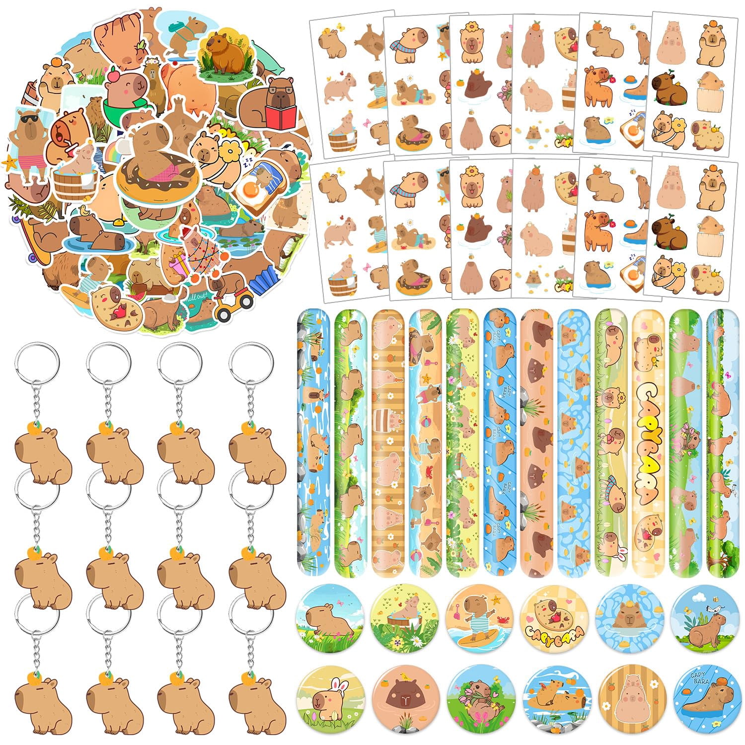 Lcnjscgo 98 PCS Capybara Party Favors, Capybara Temporary Tattoos, Slap ...