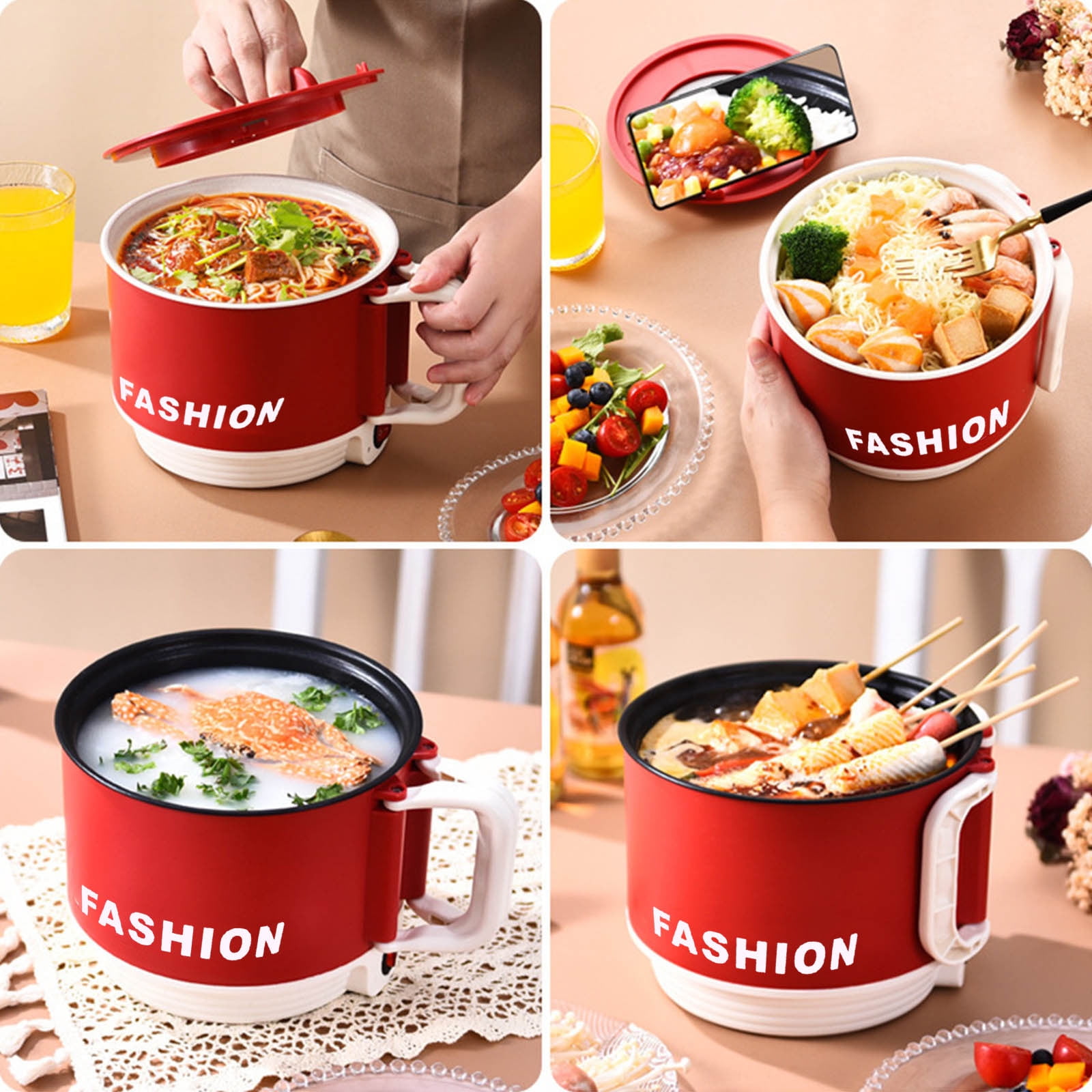 Lcxifdre Foldable Handle Mini Hot Pot, Non-Stick Electric Cooker ...