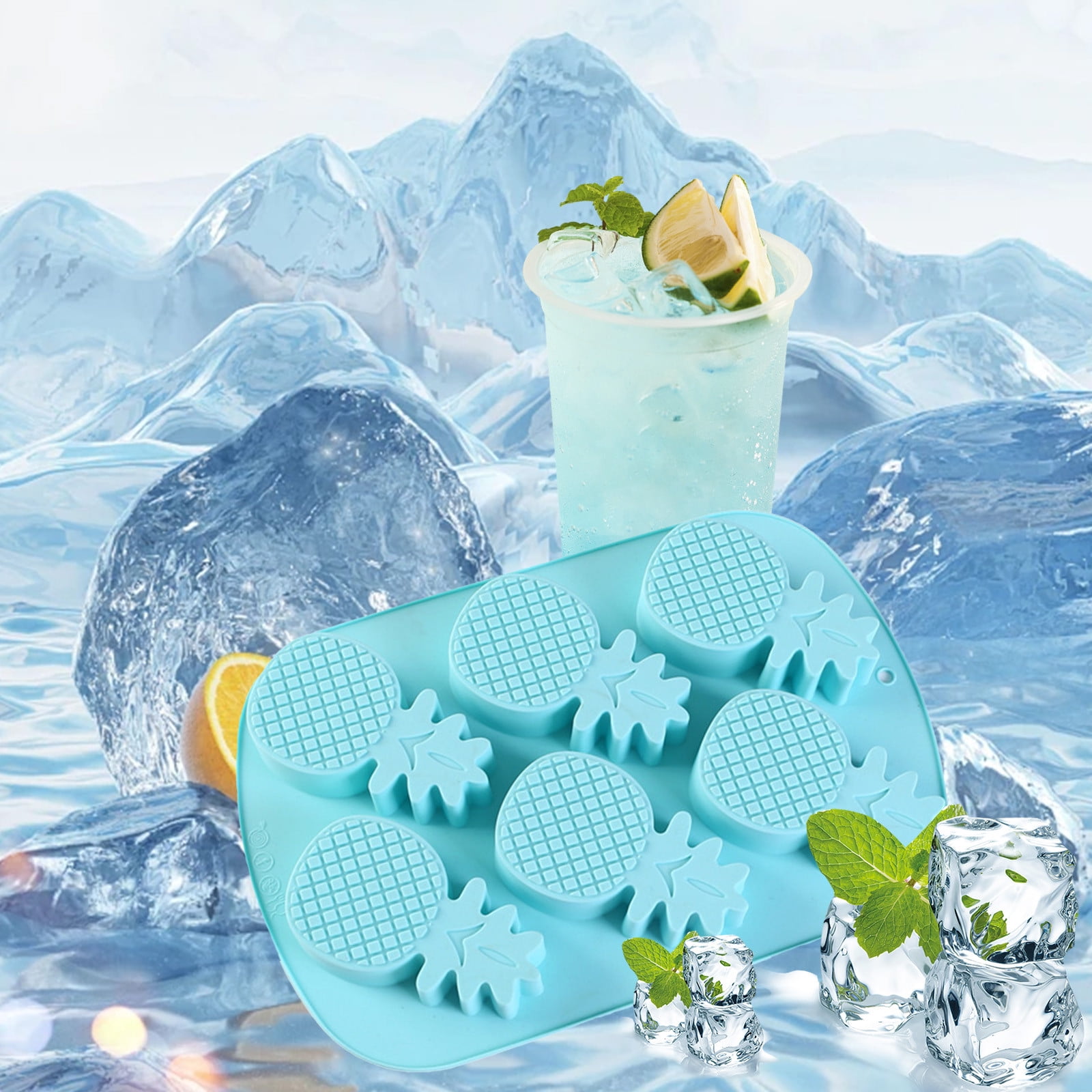 Lcxifdre Fruit Shaped Silicone Ice Cube Mold, 6-Cavity 3D Strawberry ...