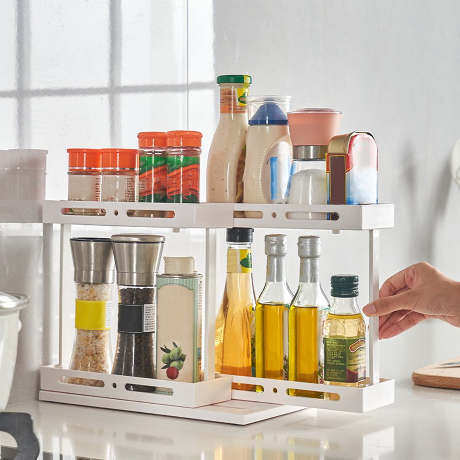 Lcxifdre Multi-Functional Sliding Spice Rack Organizer, Large Capacity ...