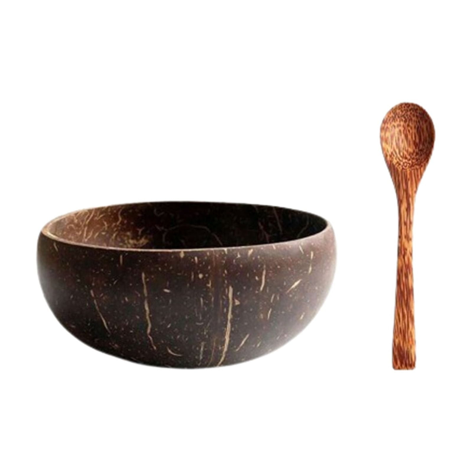 Lcxifdre Polished Coconut Bowl & Wooden Spoon Set, Natural Vegan Gift ...