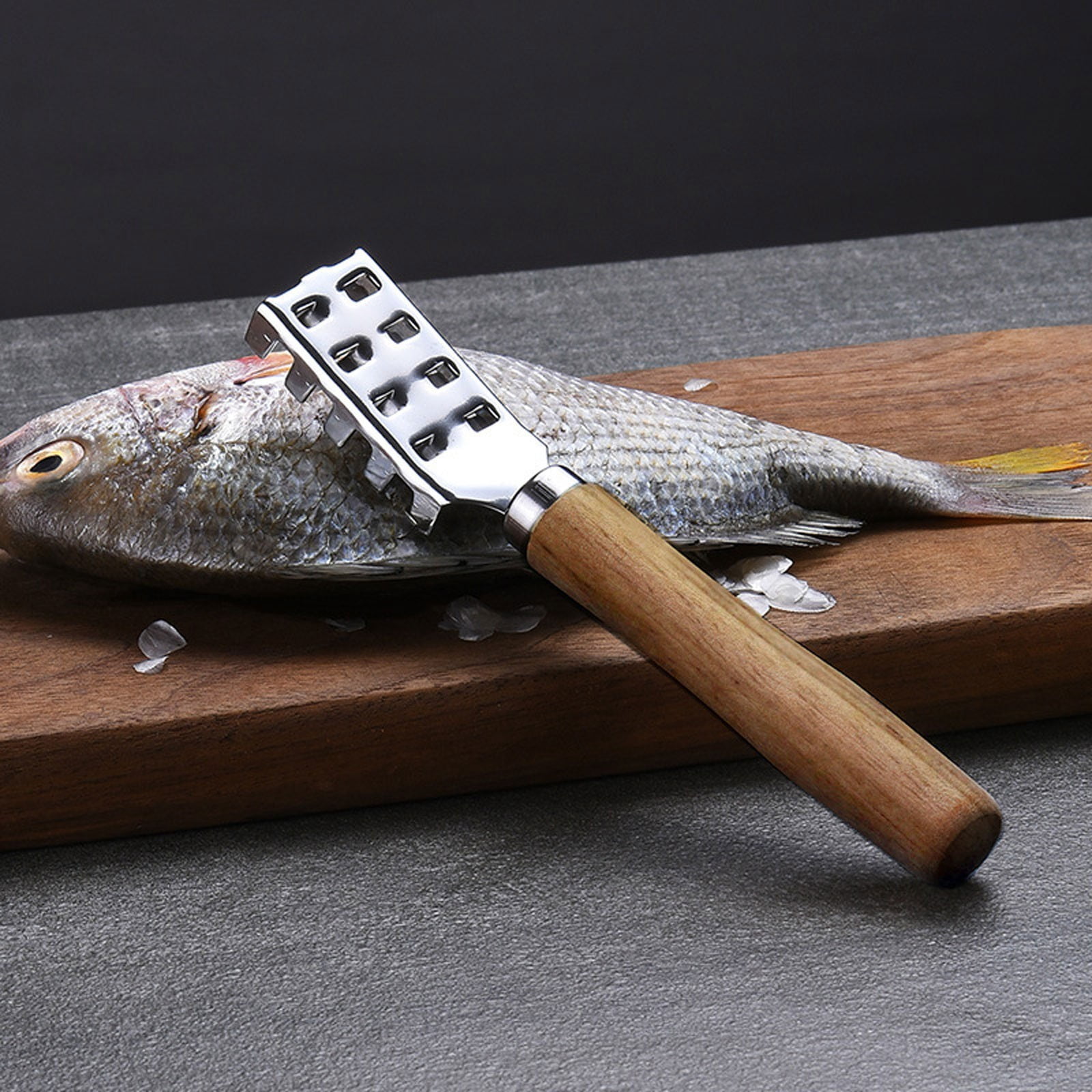 Lcxifdre Scale Scraper Stainless Steel Wooden Handle Scale Scraper ...