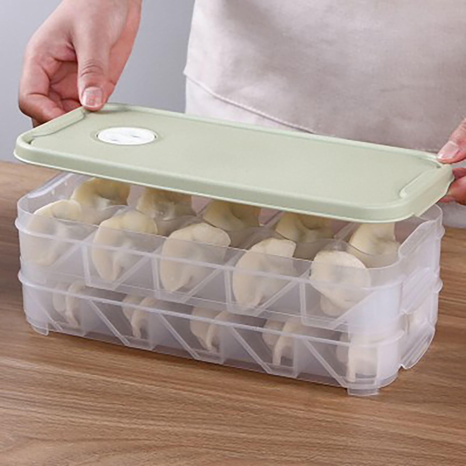 Lcxifdre Stackable Dumpling Box Can Store Two Layer of Covere Household ...
