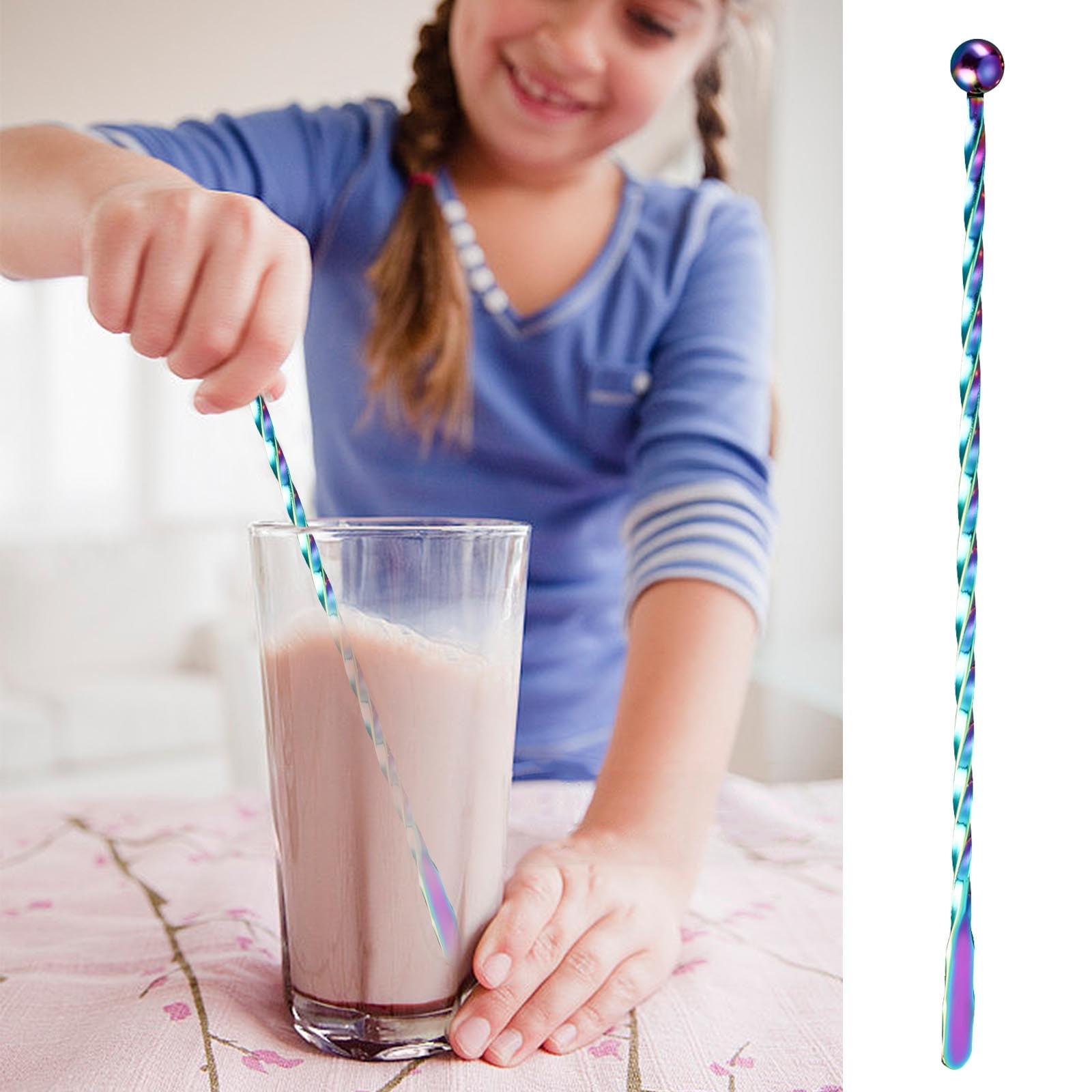 Lcxifdre Stainless Steel Bartender Mixing Spoon, 7.5 Inch Cocktail ...