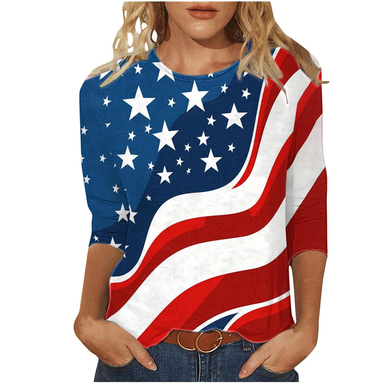 Lcziwo American Flag Tee Shirt Women Happy Independence Day Patriotic ...