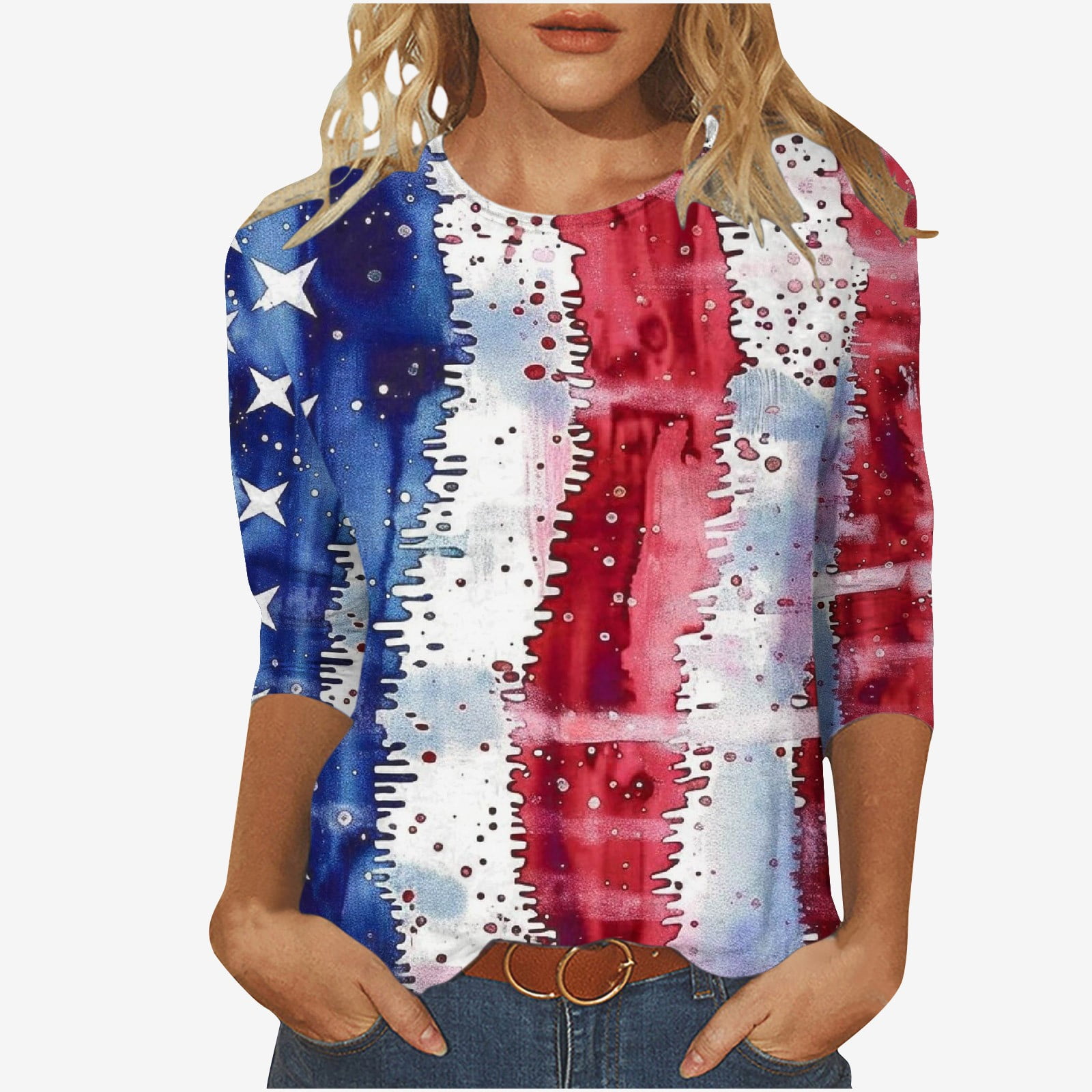 Lcziwo Womens American Flag Shirt Happy Independence Day Patriotic ...