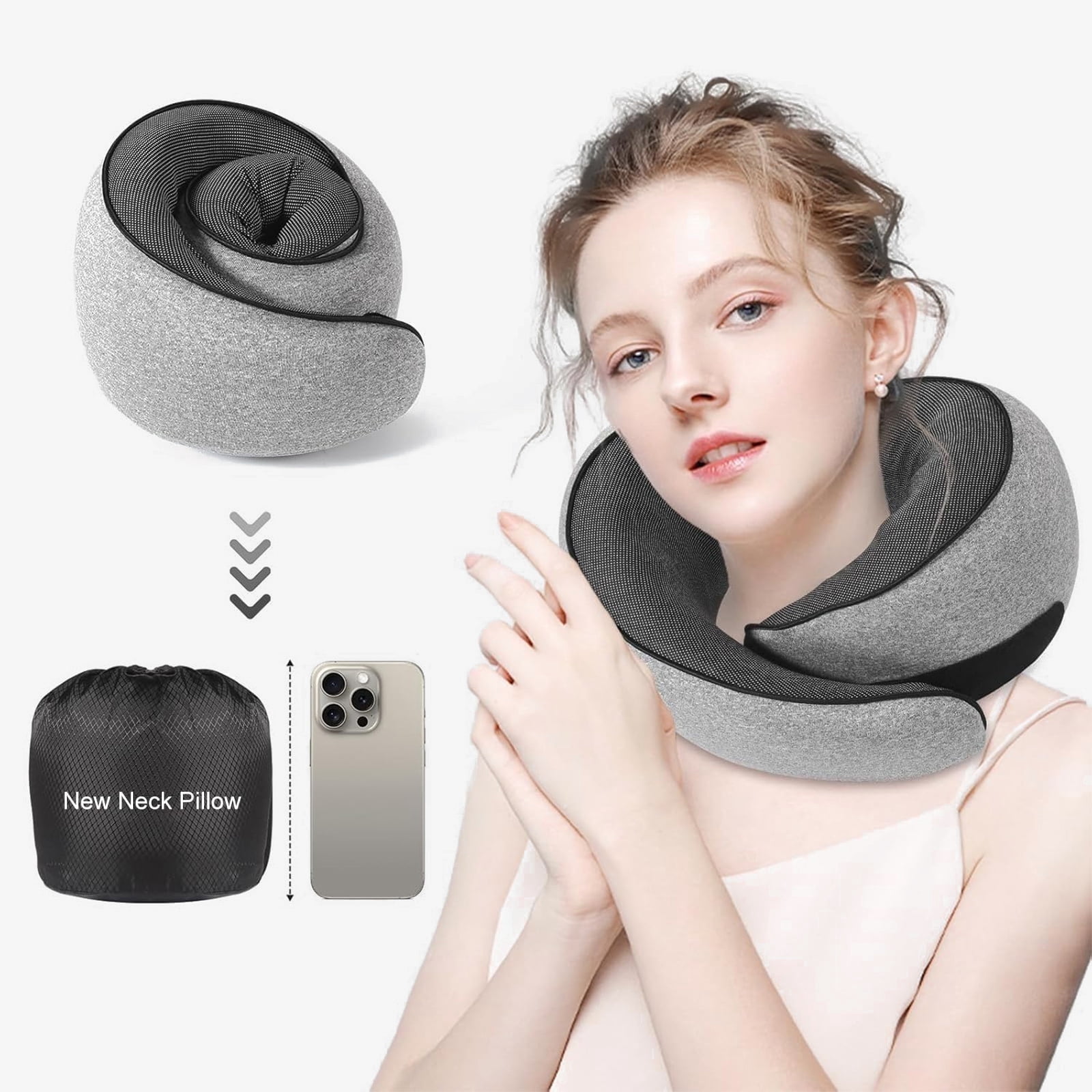 Neck Pillow - Travel Pillows for Airplanes Provides 360° Support to ...