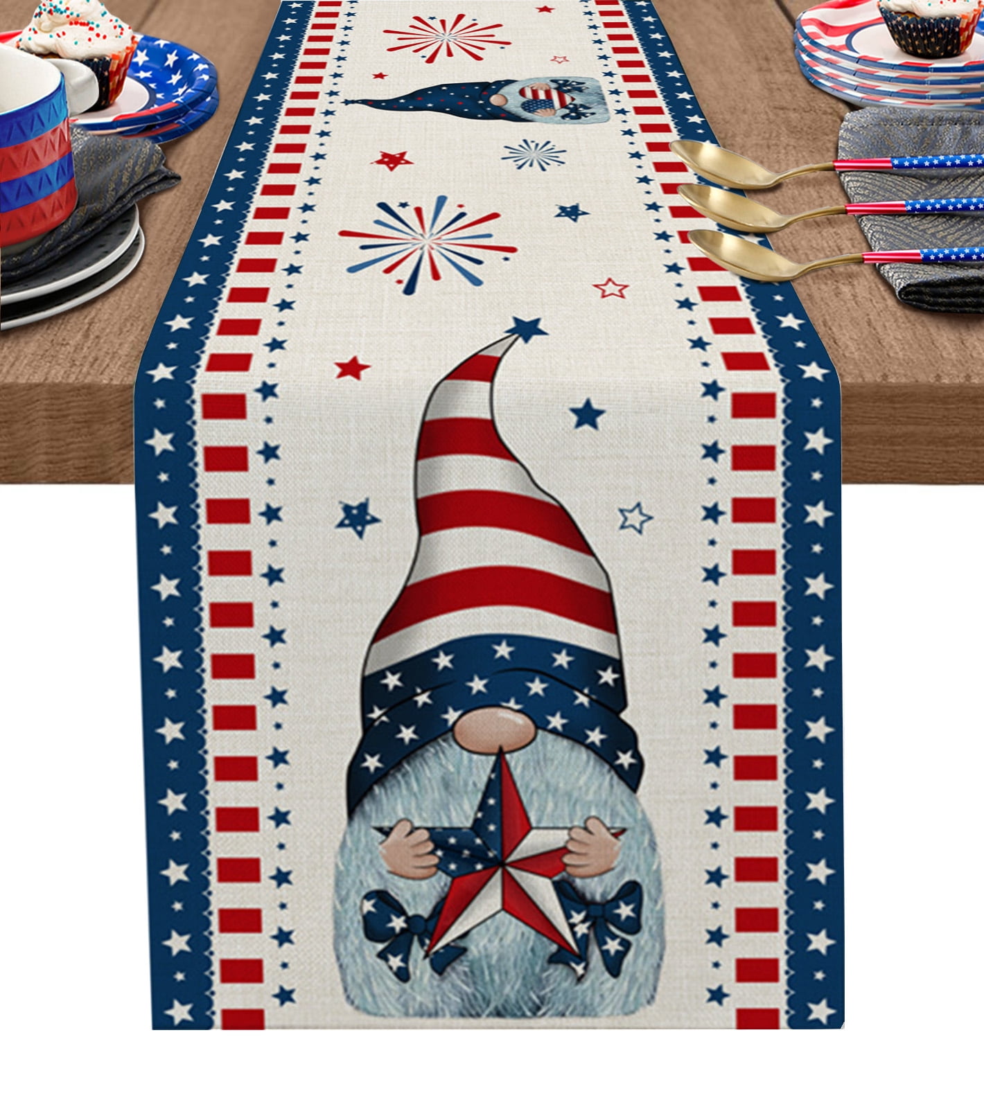 Ldtrchee 4th of July Gnomes Table Runner 72 Inches, Independence Day ...