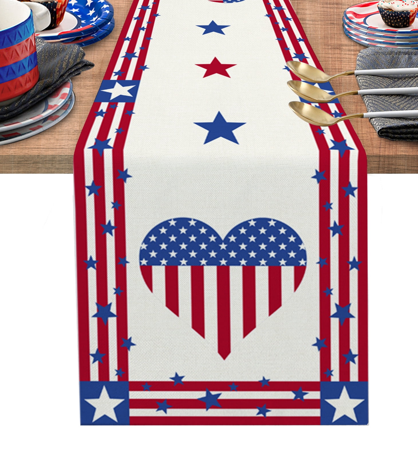 Ldtrchee 4th of July Love Heart Table Runner 70 Inches, Red Stripes ...