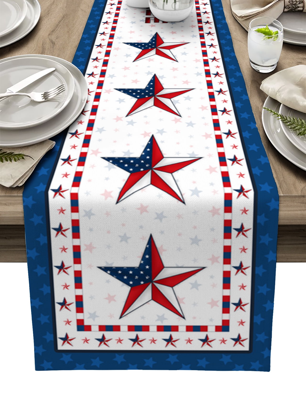 Ldtrchee 4th of July Table Runner 72 Inches, American Star Red Blue ...