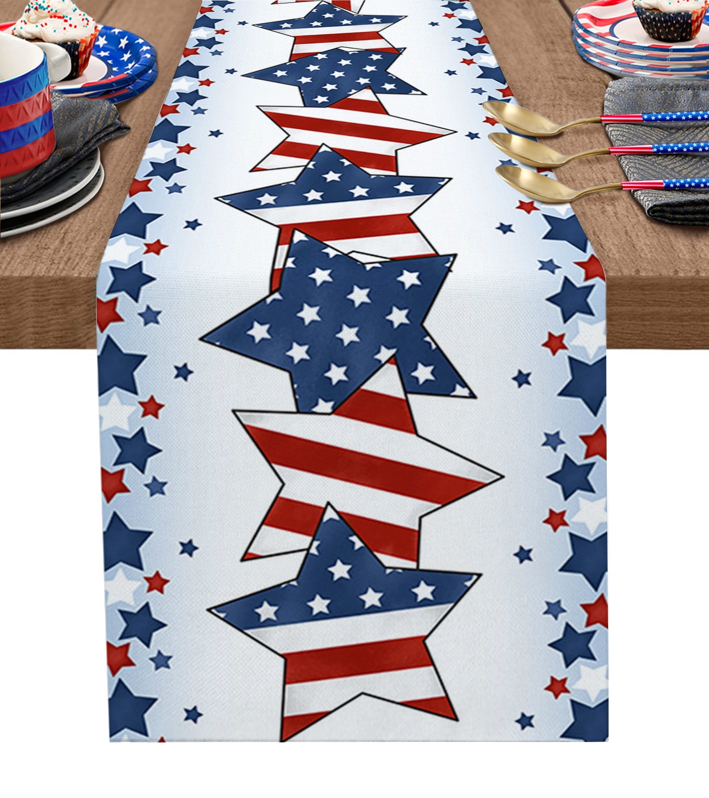 Ldtrchee 4th of July Table Runner 90 Inches, American Star Blue Ombre ...