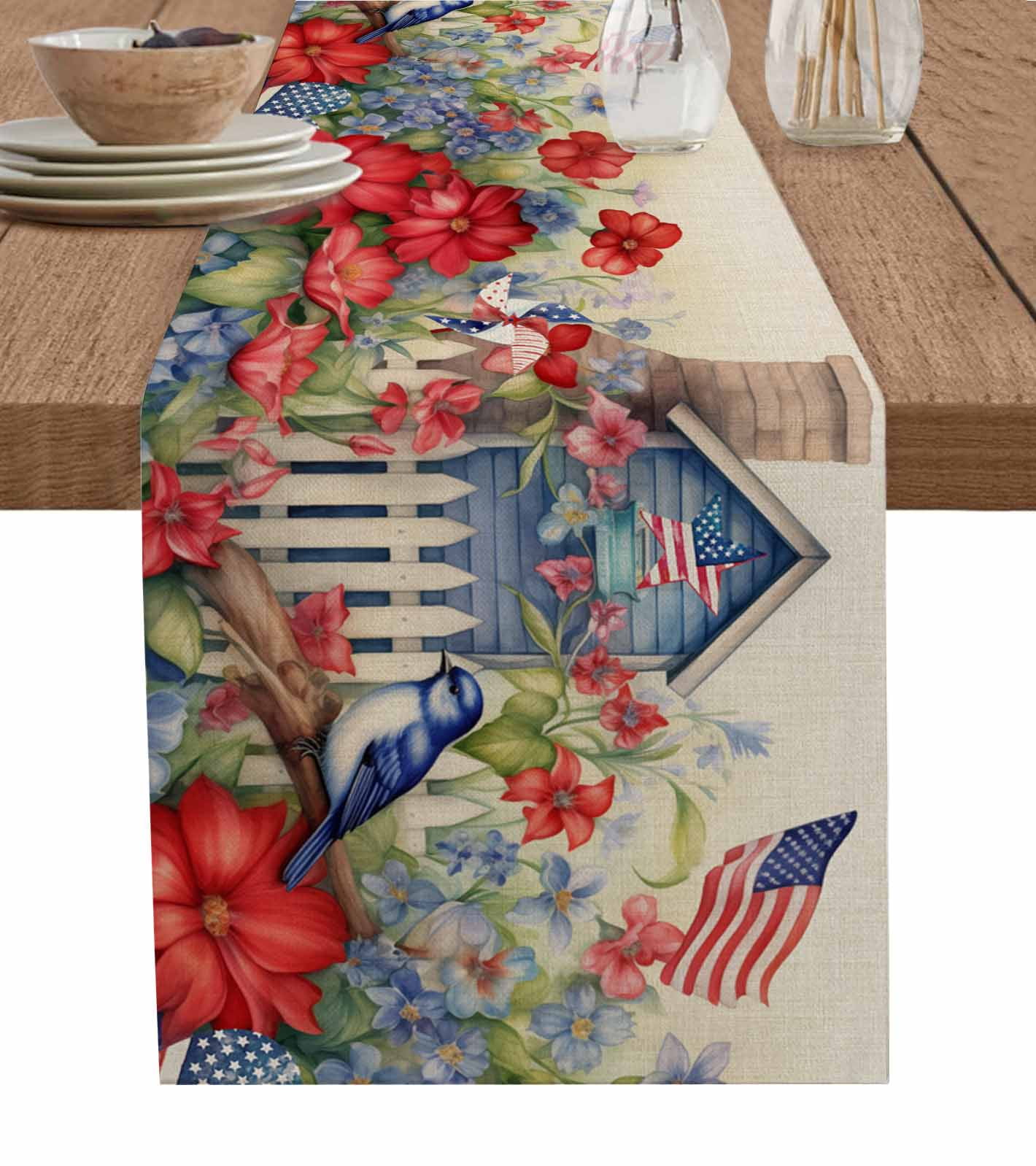 Ldtrchee 4th of July Table Runner 90 Inches, Farmhouse Independence Day ...