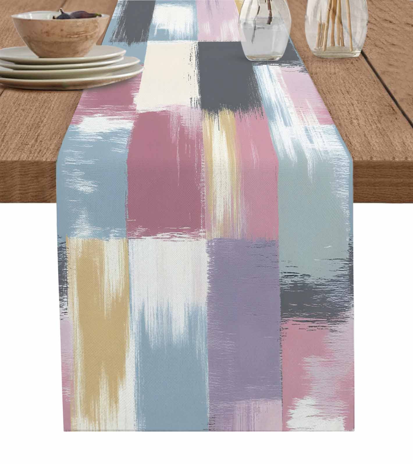 Ldtrchee Abstract Colorful Table Runner 72 Inches, Modern Geometric ...