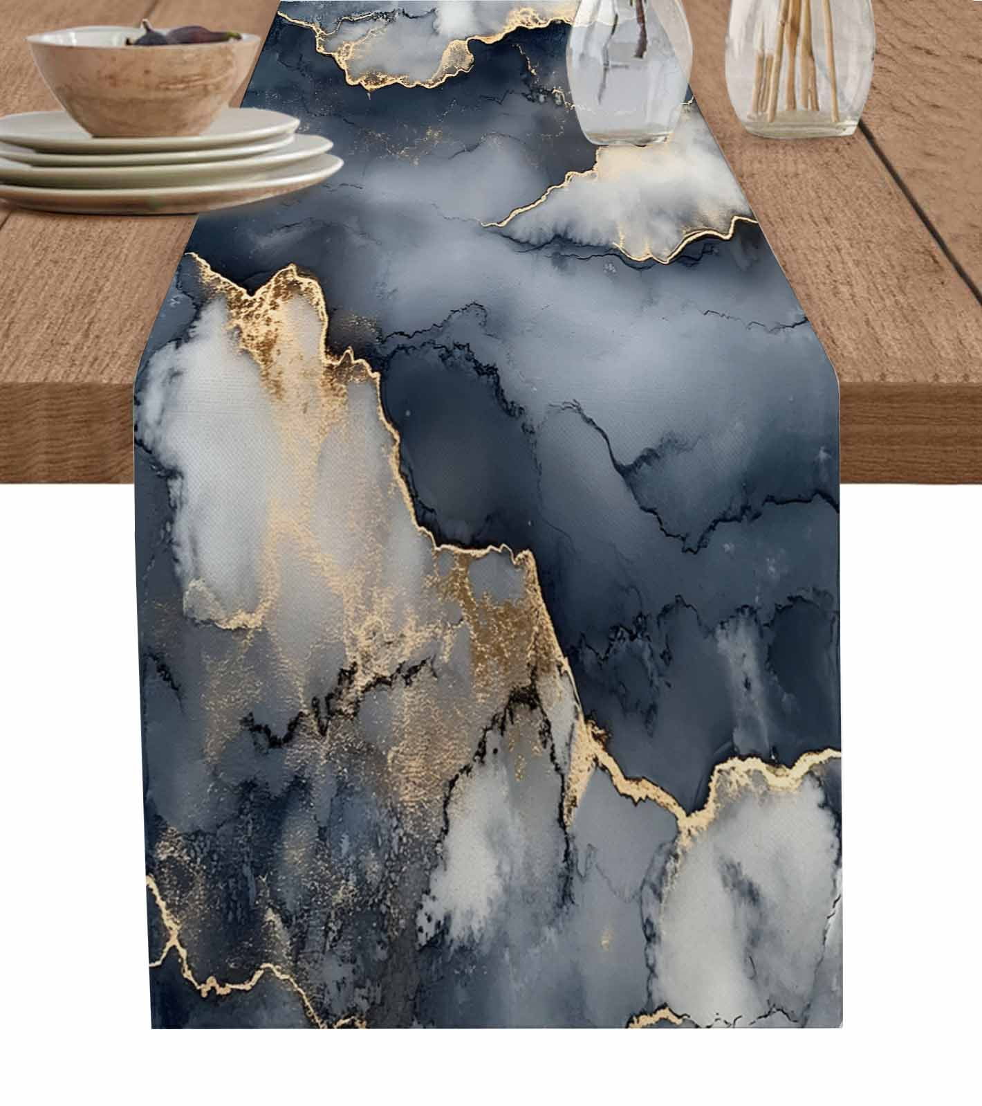 Ldtrchee Black Marble Table Runner 70 Inches, Aesthetics Modern Ink ...