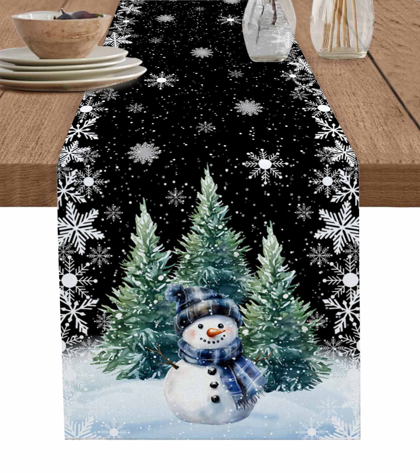 Ldtrchee Black Snowman Christmas Table Runner 70 Inches, Snowflake ...