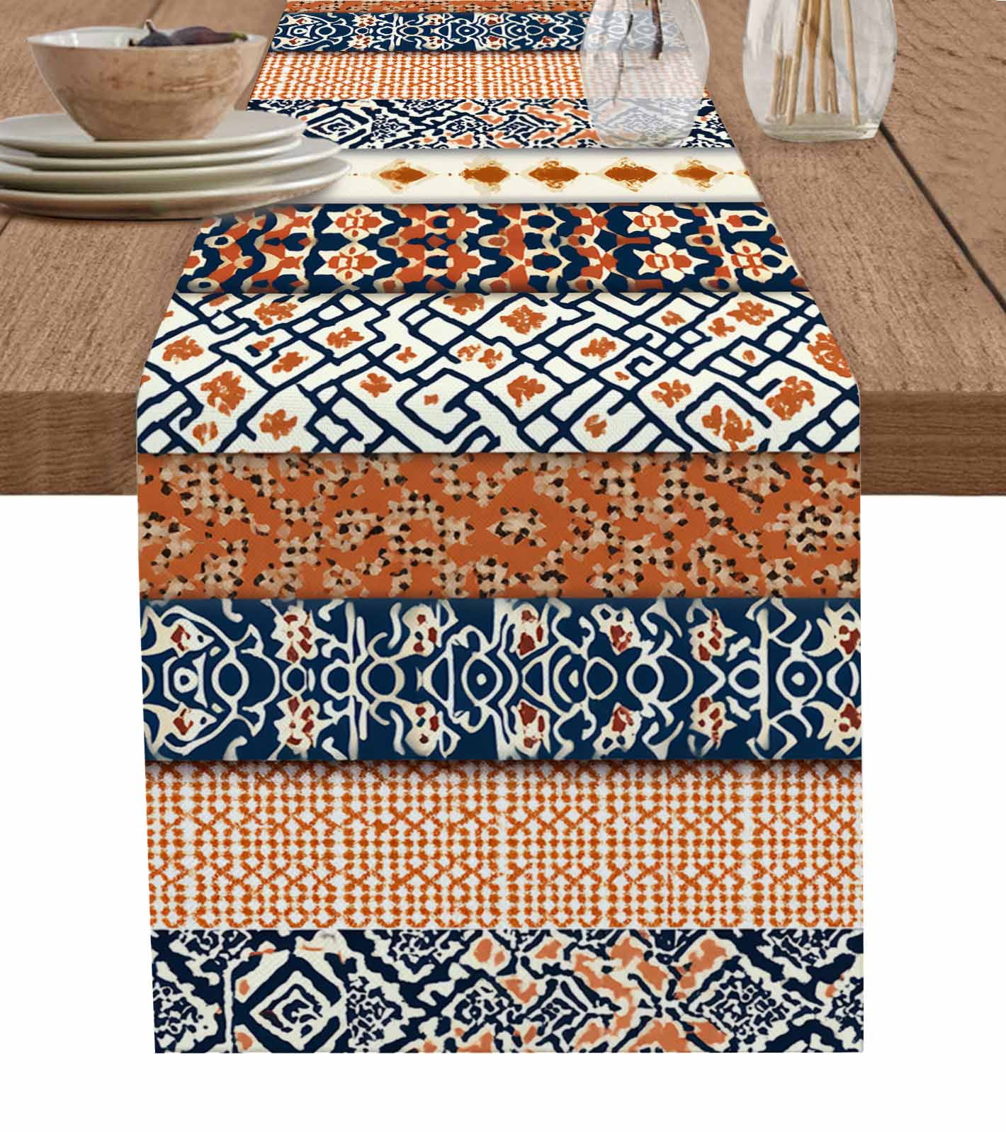 Ldtrchee Boho Flower Stripe Table Runner 108 Inches, Bohemian Ethnic ...