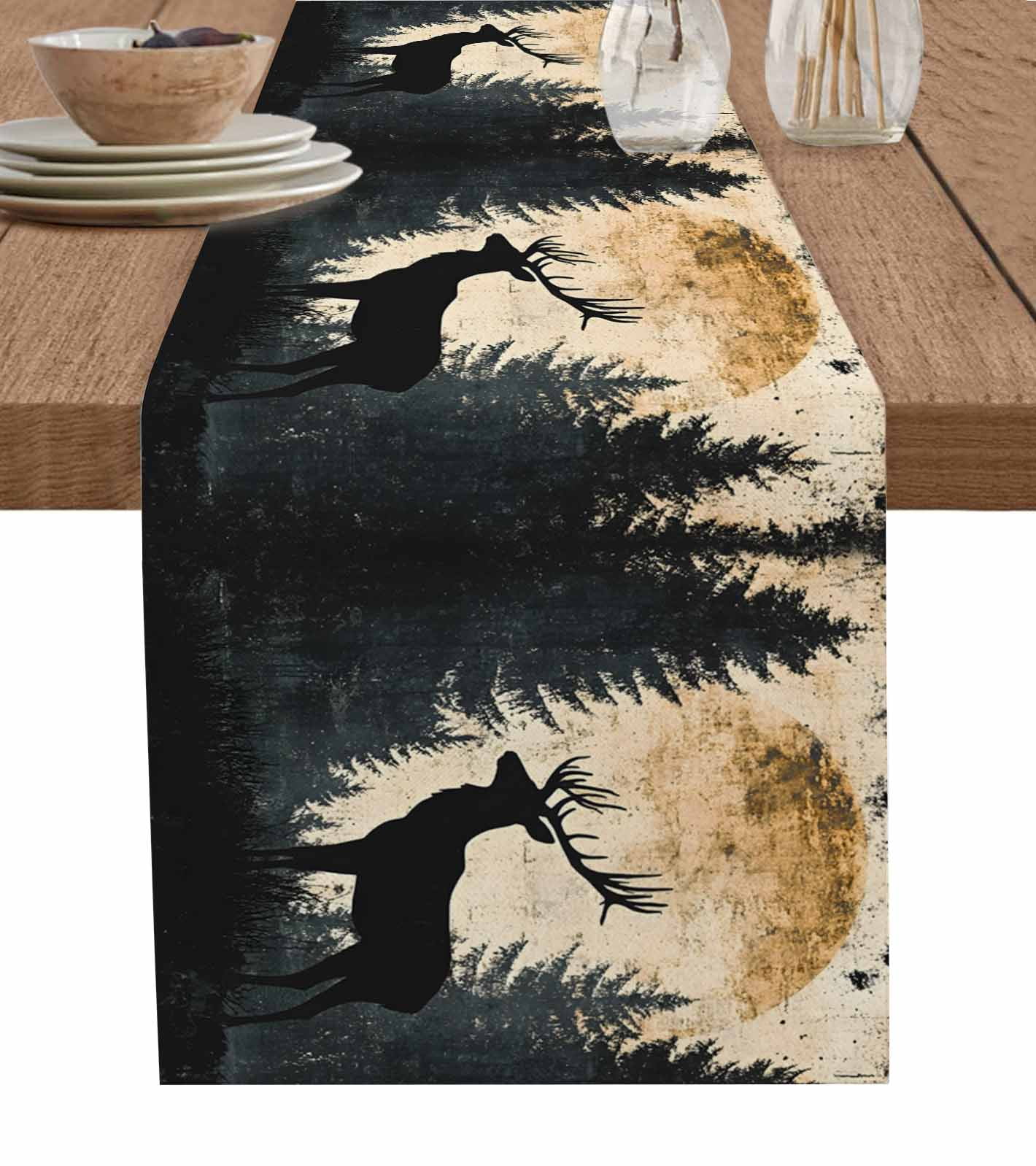 Ldtrchee Boho Forest Elk Table Runner 72 Inches, Rustic Country ...