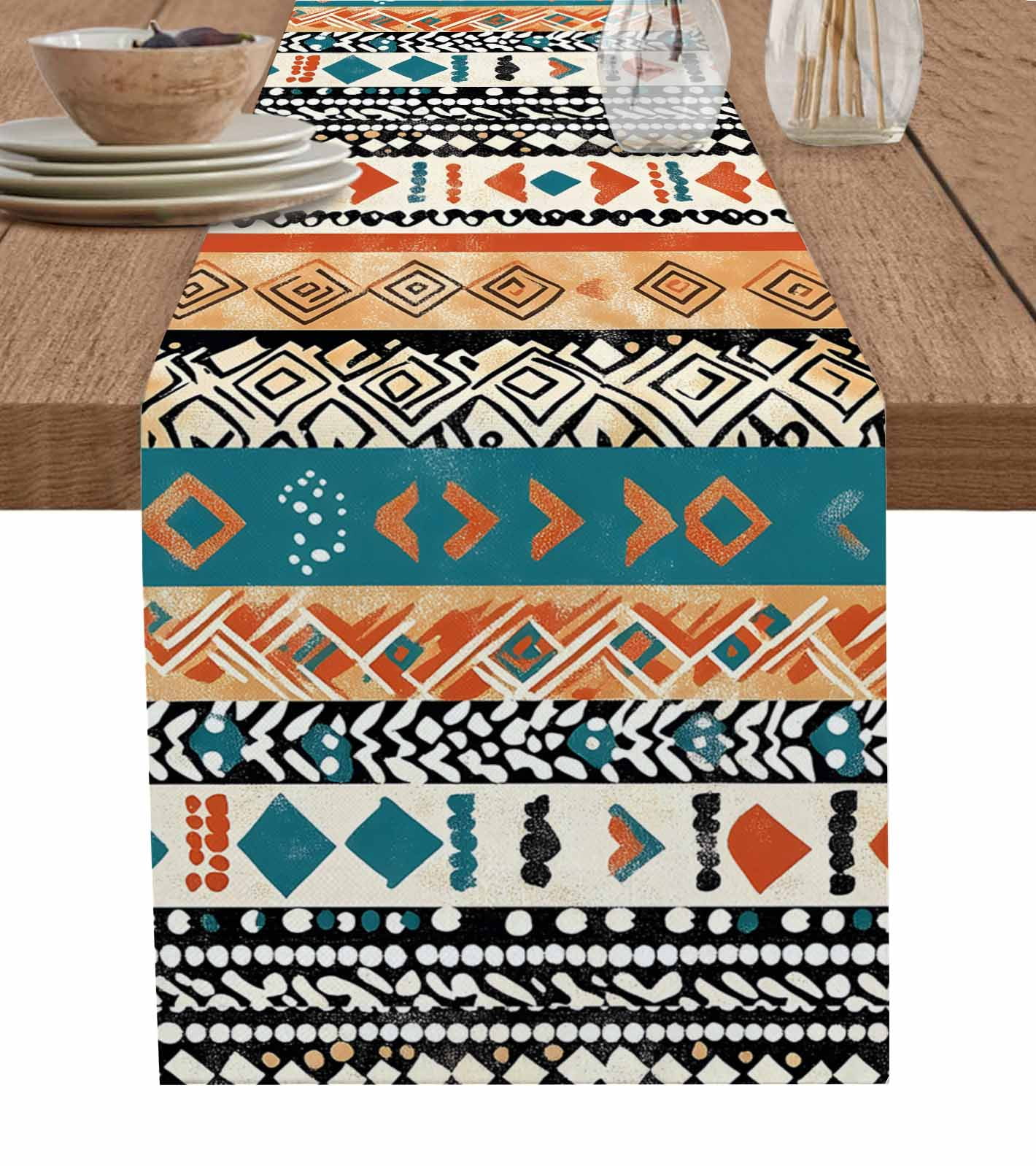 Ldtrchee Boho Retro Table Runner 108 Inches, Bohemian Ethnic Patterns ...