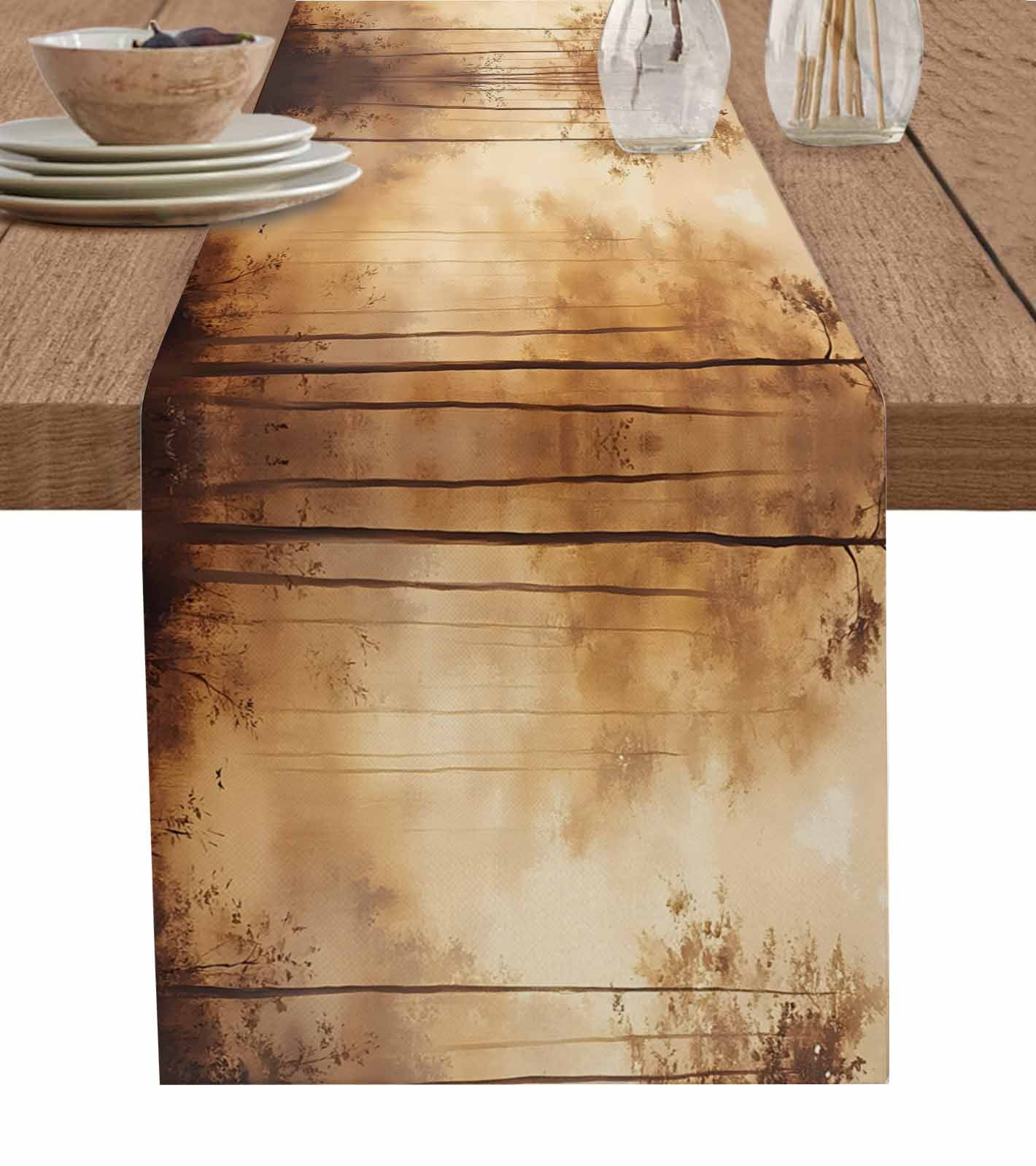 Ldtrchee Brown Forest Table Runner 72 Inches, Tree Vintage Farmhouse ...