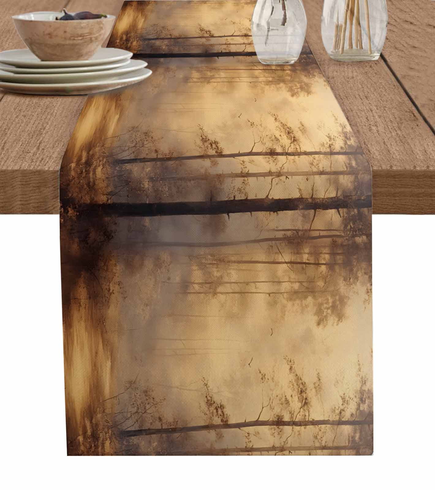 Ldtrchee Brown Forest Table Runner 90 Inches, Mysterious Tree Farmhouse ...