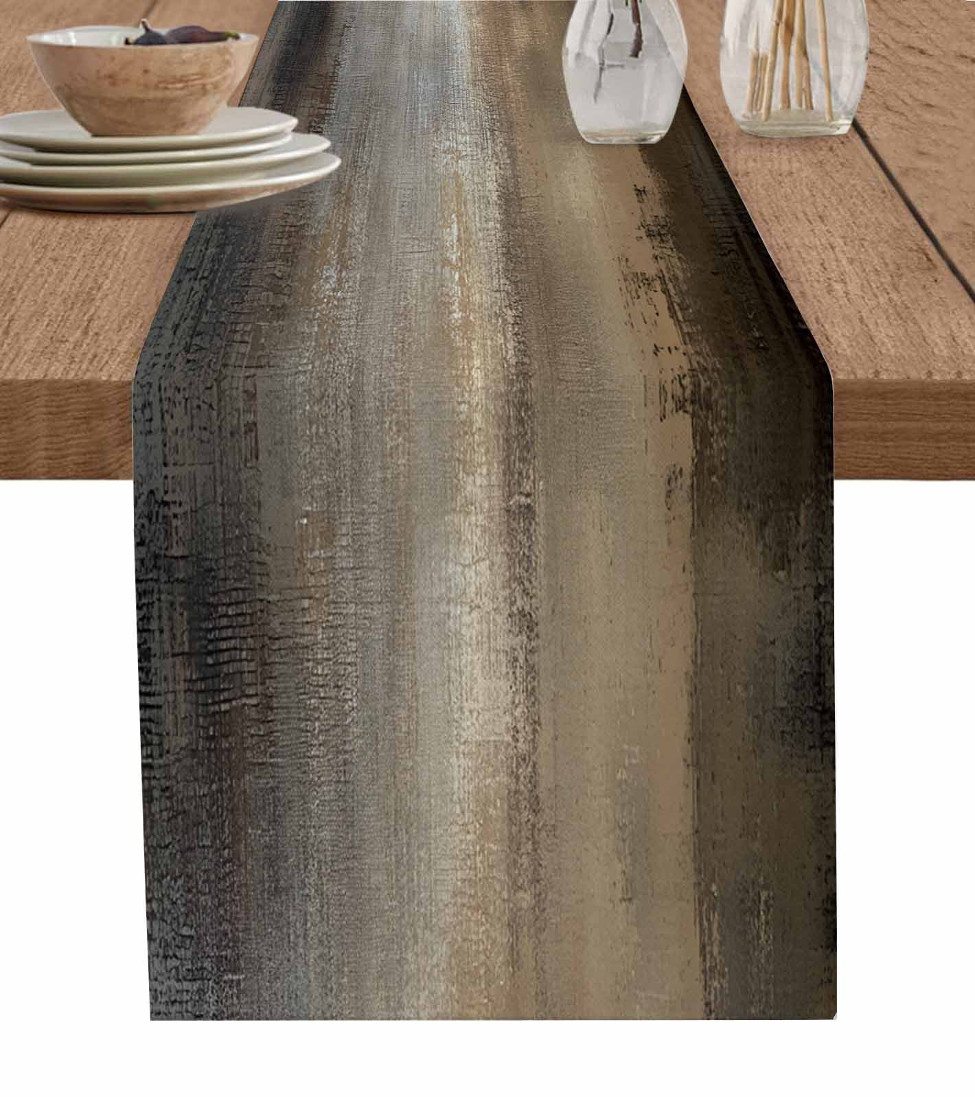 Ldtrchee Brown Table Runner 36 Inches, Abstract Art Modern Ombre Oil ...