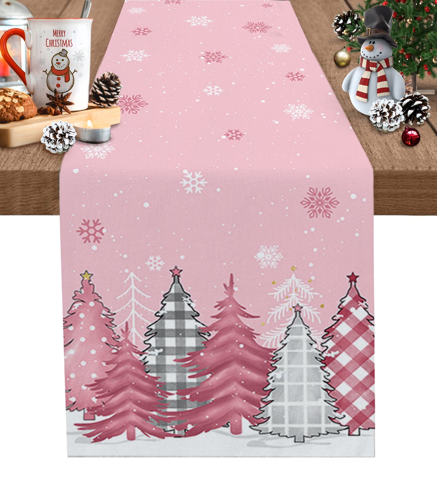 Ldtrchee Christmas, Table Runner 72 Inches, Blush Pink Buffalo Pine ...