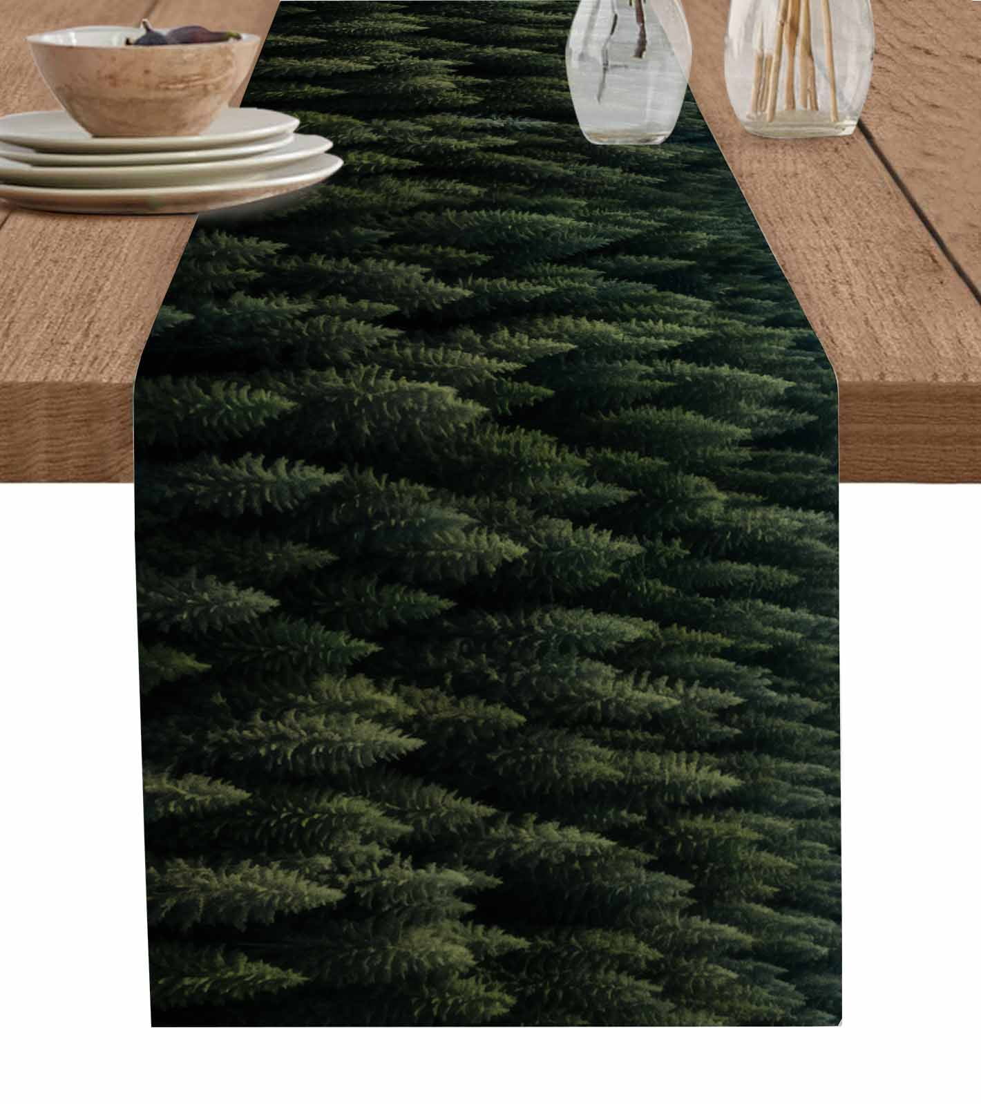 Ldtrchee Dark Green Forest Table Runner 70 Inches, Pine Trees Modern ...