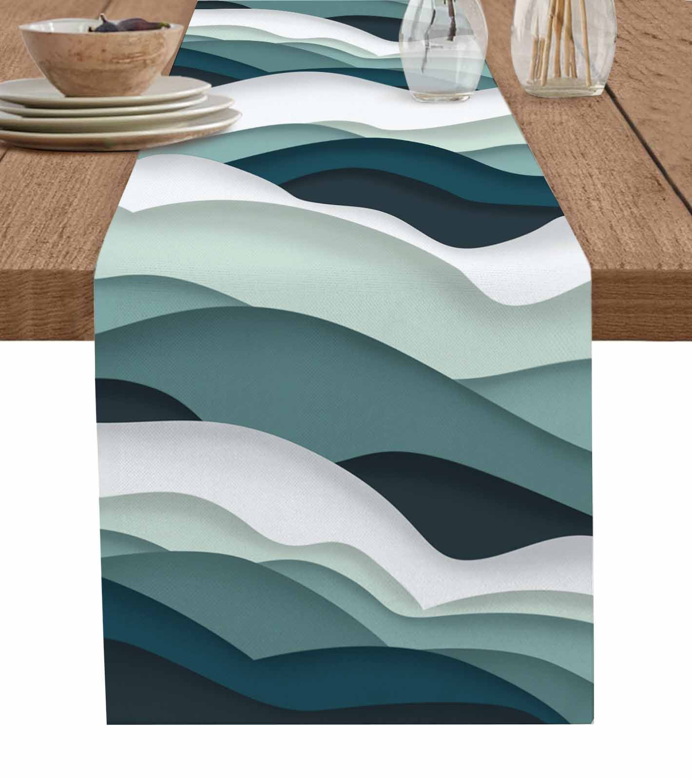 Ldtrchee Dark Green Ombre Table Runner 72 Inches, Modern Geometric ...