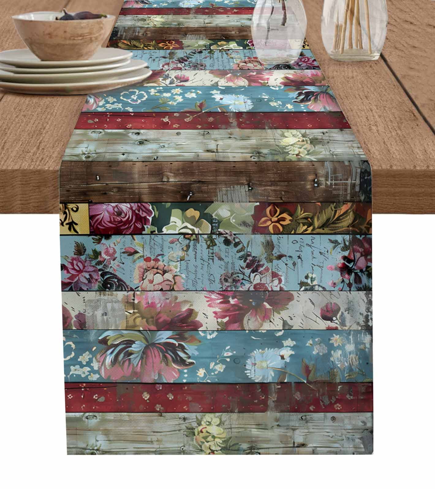 Ldtrchee Farmhouse Flower Table Runner 72 Inches, Rustic Fall Flower ...