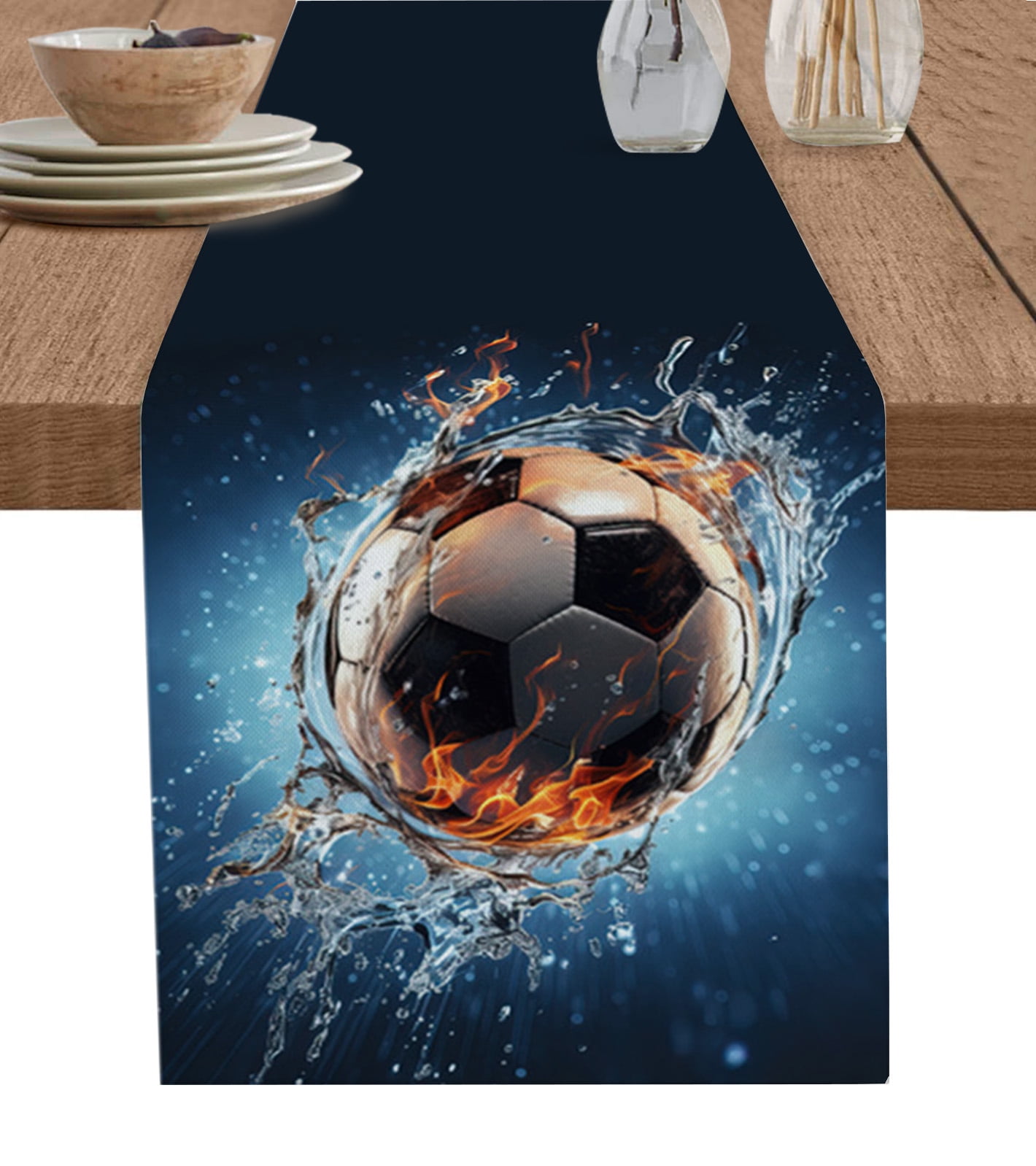 Ldtrchee Football Table Runner 72 Inches, Soccer Water Modern Abstract ...