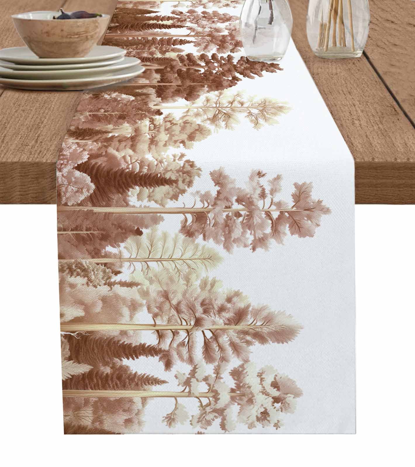 Ldtrchee Forests Tree Table Runner 72 Inches, Nature Pine Maple Trees ...